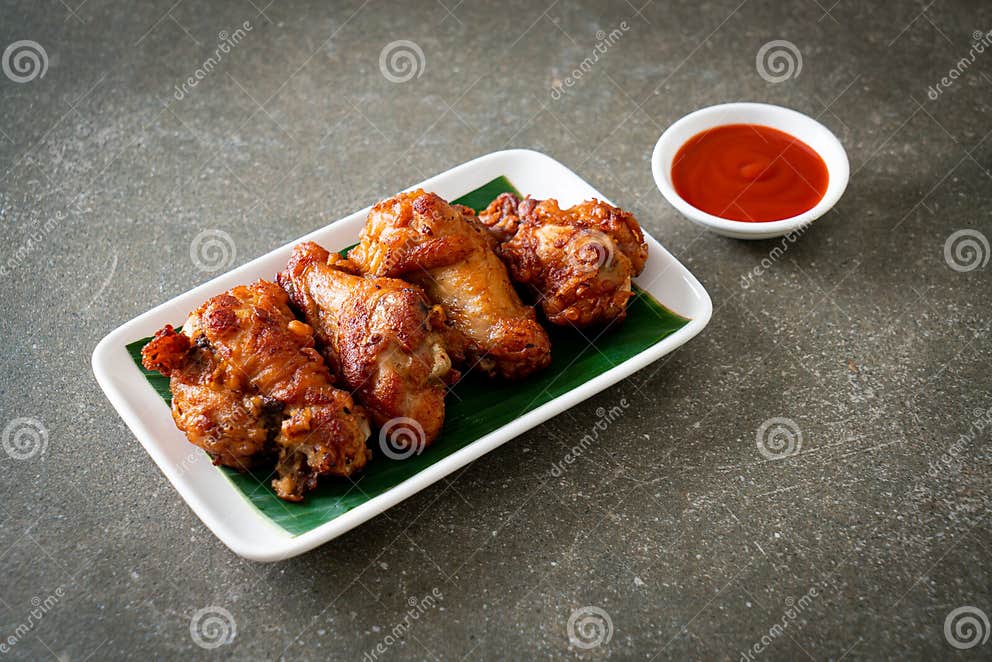 Crispy Fried Chicken with Fish Sauce Stock Photo - Image of golden ...