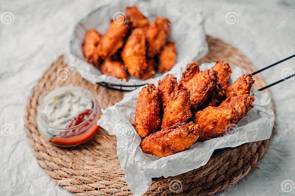 Crispy Fried Chicken and Ketchup Mayo Stock Image - Image of dish ...