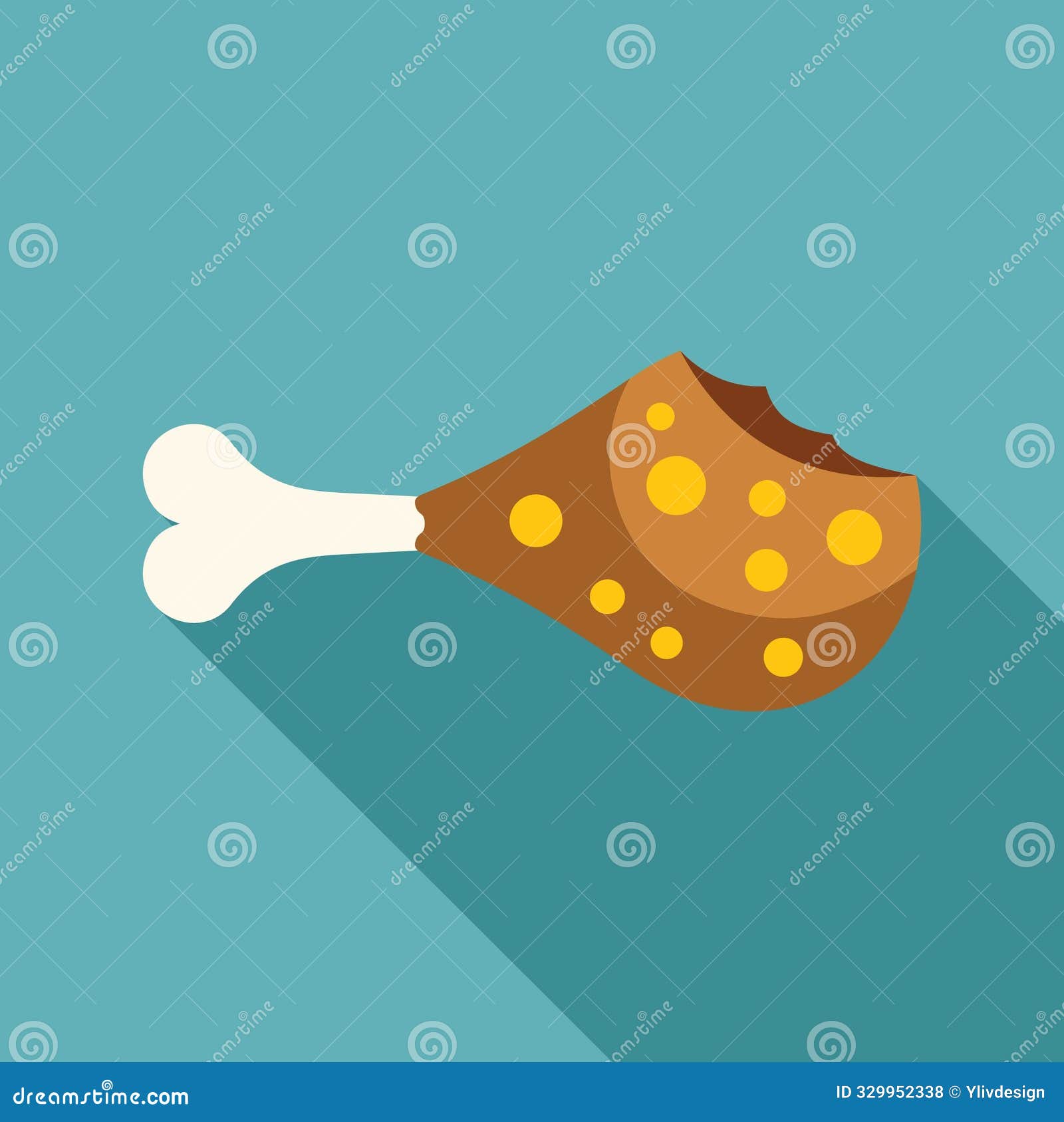 Crispy Fried Chicken Leg Piece with a Bite Taken Out Stock Vector ...