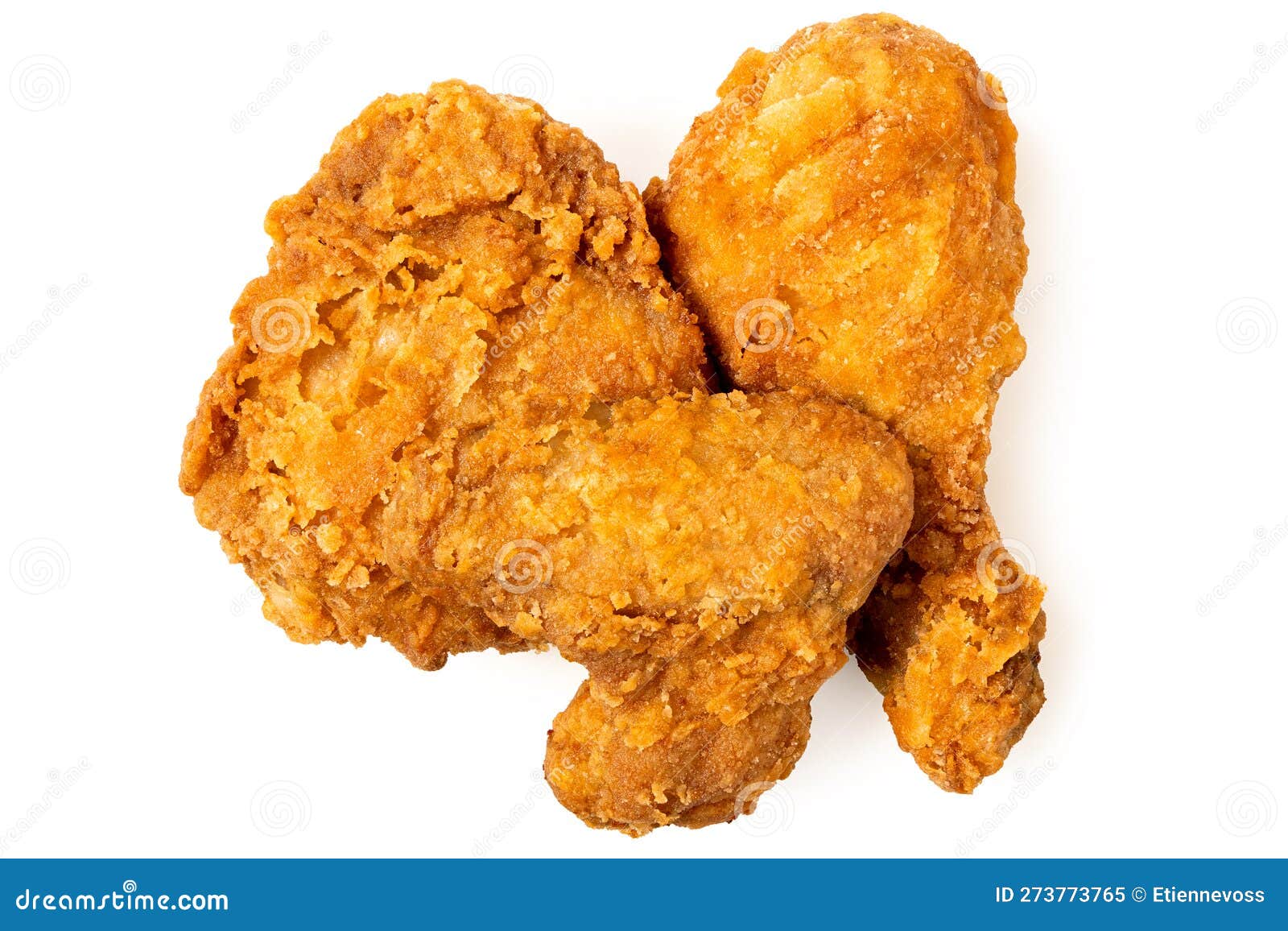 Crispy Fried Chicken Pieces, Drumstick, Wing and Thigh, Isolated on ...