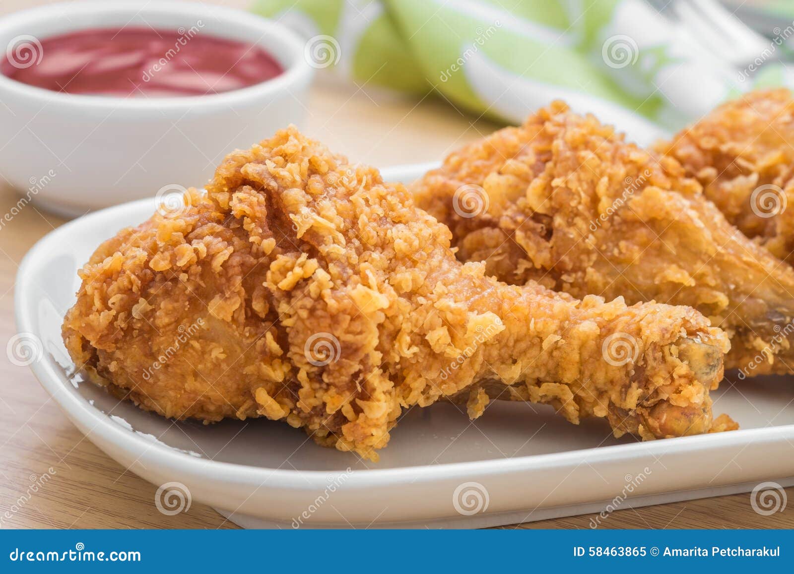 Crispy Fried Chicken on Plate and Dip Sauce Stock Image - Image of ...