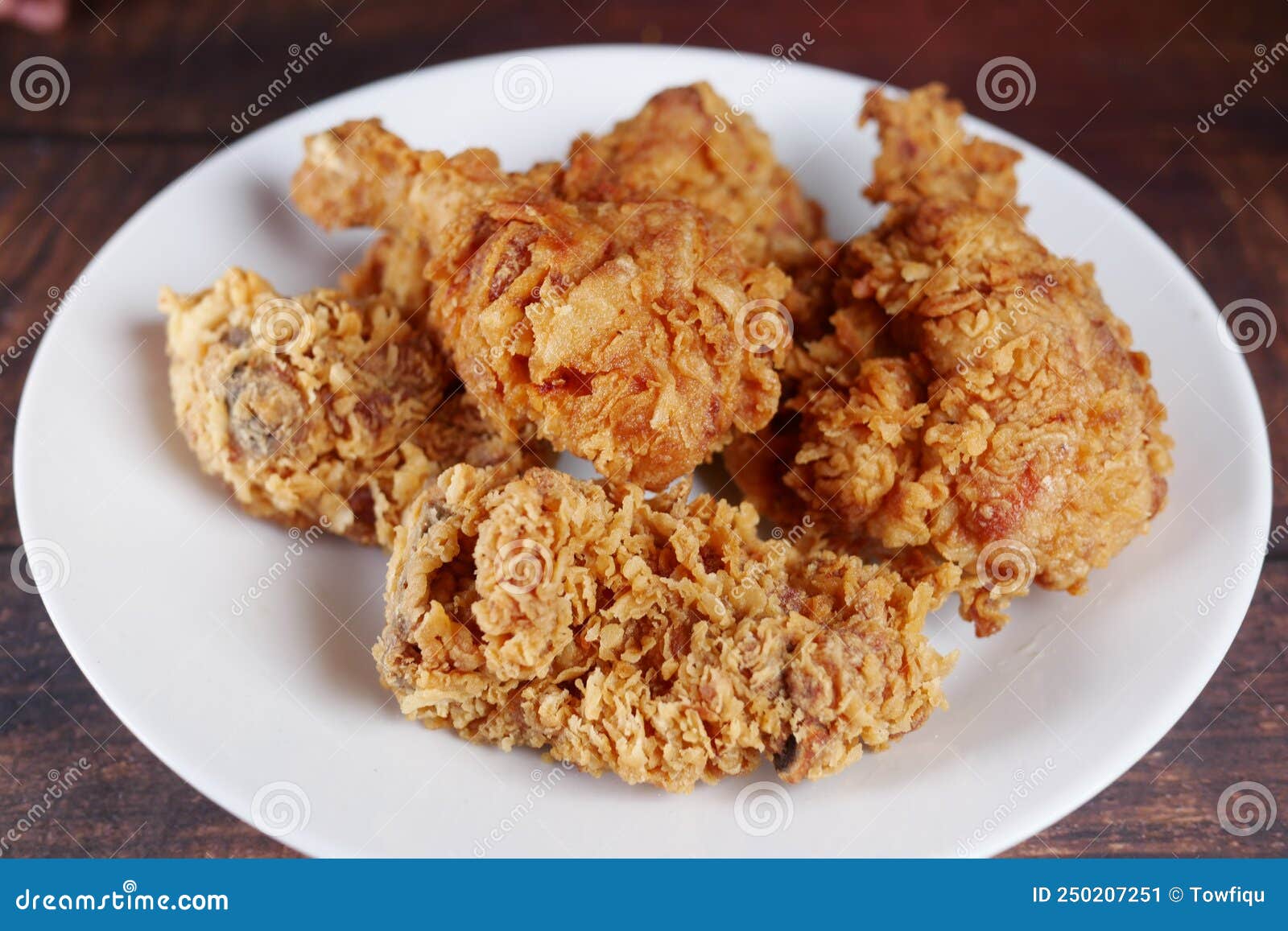Crispy Fried Chicken on a Plate Top View . Stock Image - Image of fast ...