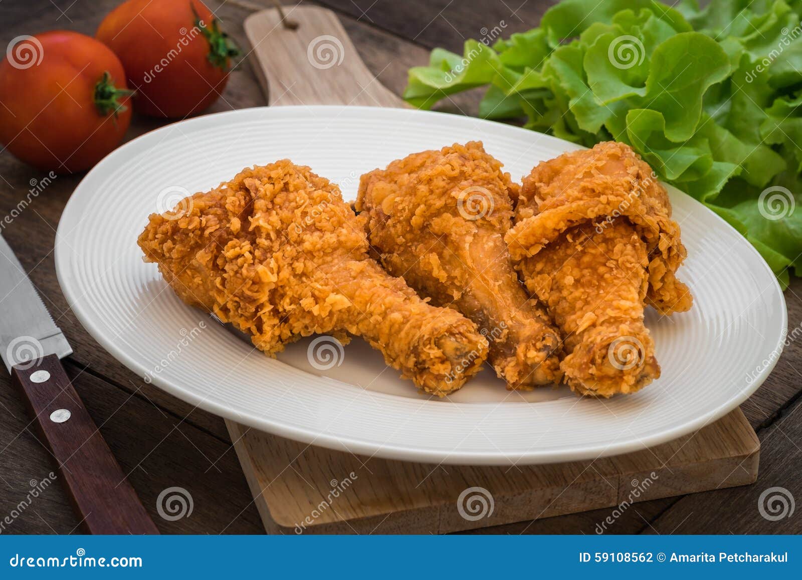 Crispy Fried Chicken on Plate Stock Photo - Image of delicious, crust ...