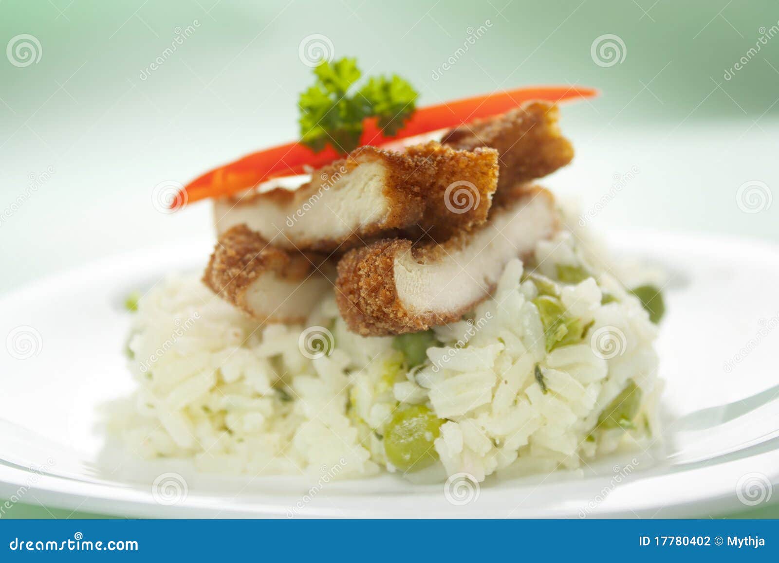 Crispy Fried Chicken with Rice Stock Photo - Image of breast, meal ...