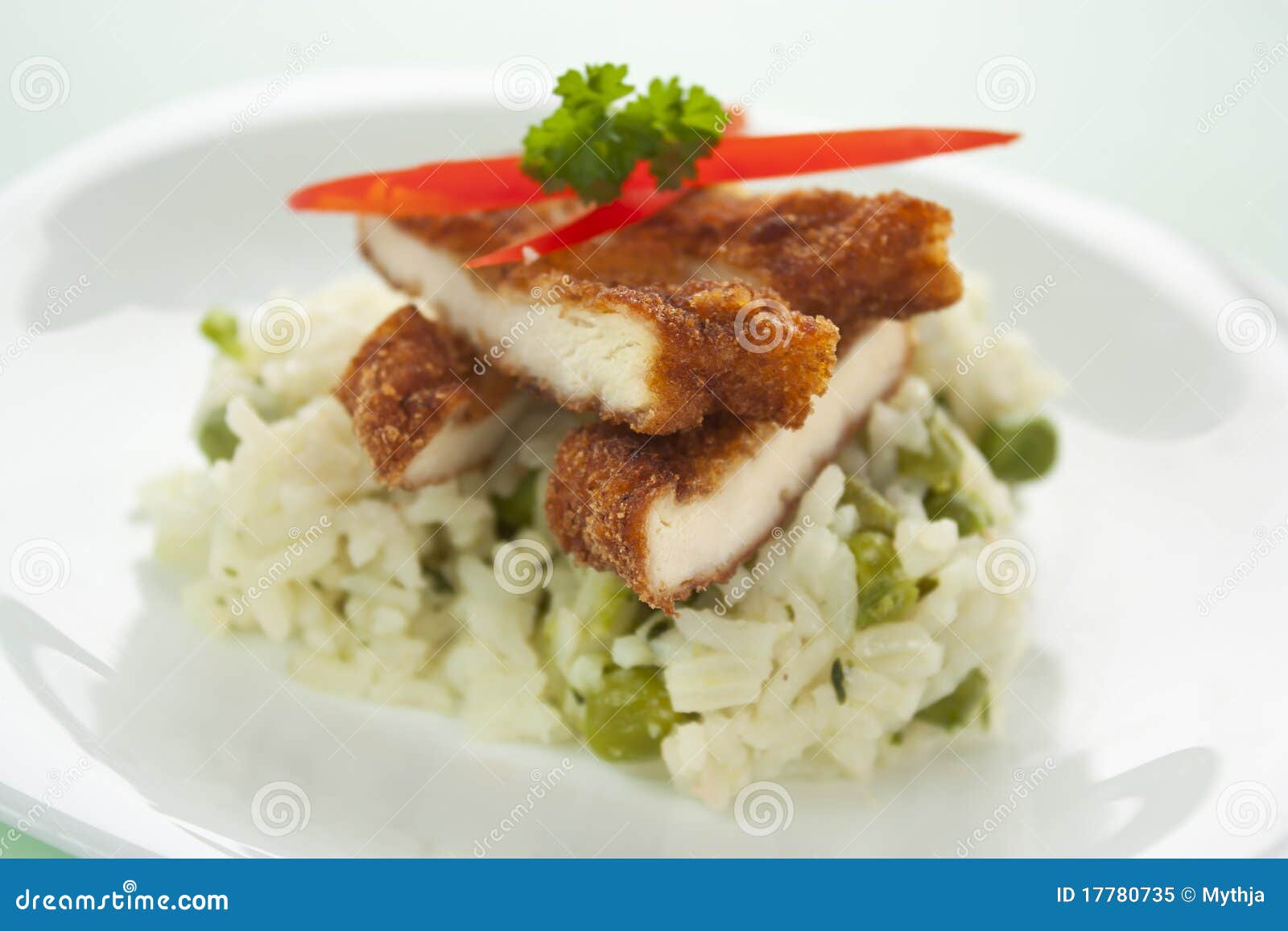 Crispy Fried Chicken with Rice Stock Image - Image of diet, junk: 17780735