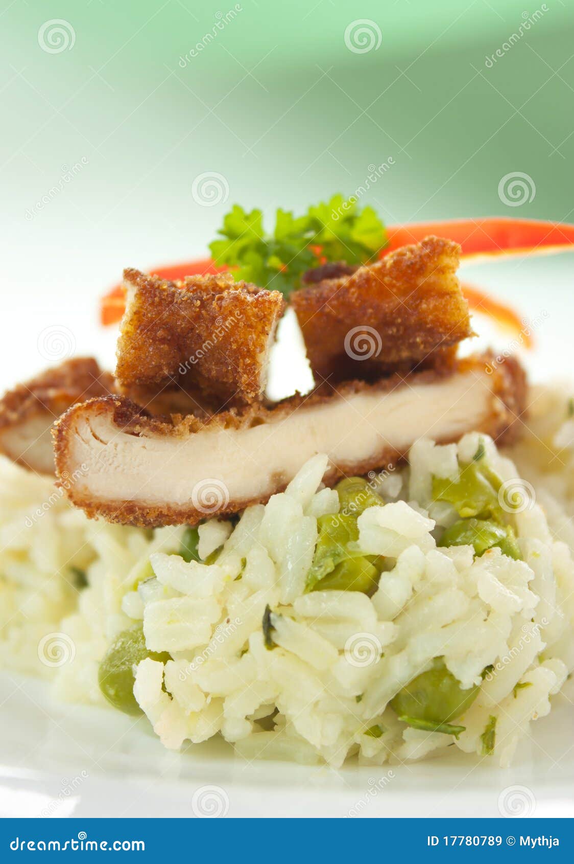 Crispy Fried Chicken with Rice Stock Image - Image of appetizer, lunch ...