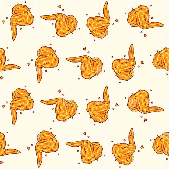 Crispy Fried Chicken Seamless Pattern Stock Vector - Illustration of ...