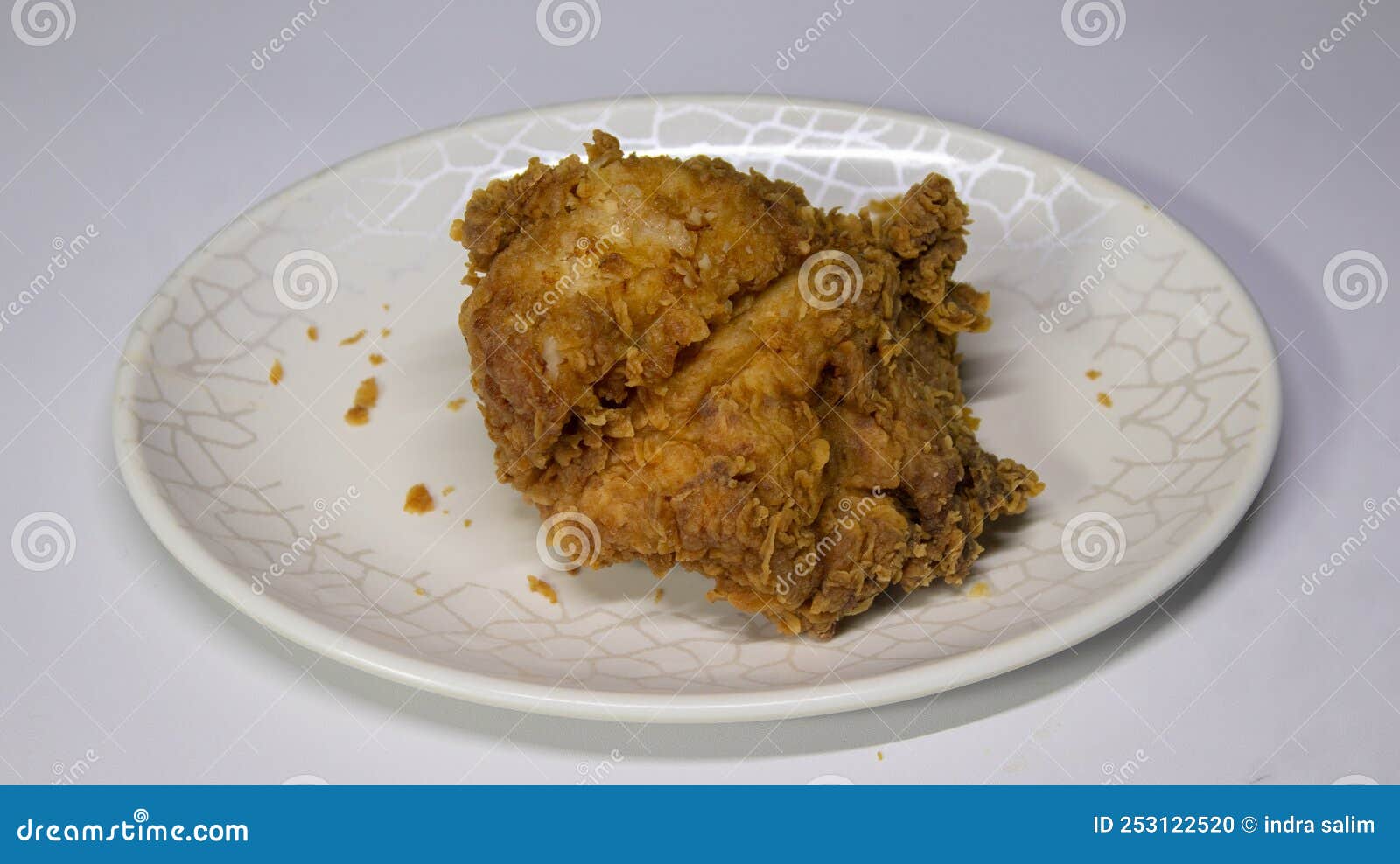 Crispy Fried Chicken on a White Plate and Also a White Background Stock ...