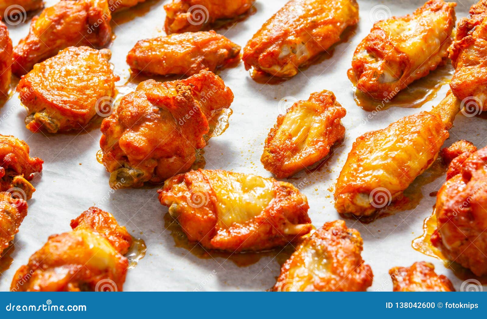 Crispy Fried Chicken Wings on a Baking Tray Stock Photo - Image of ...