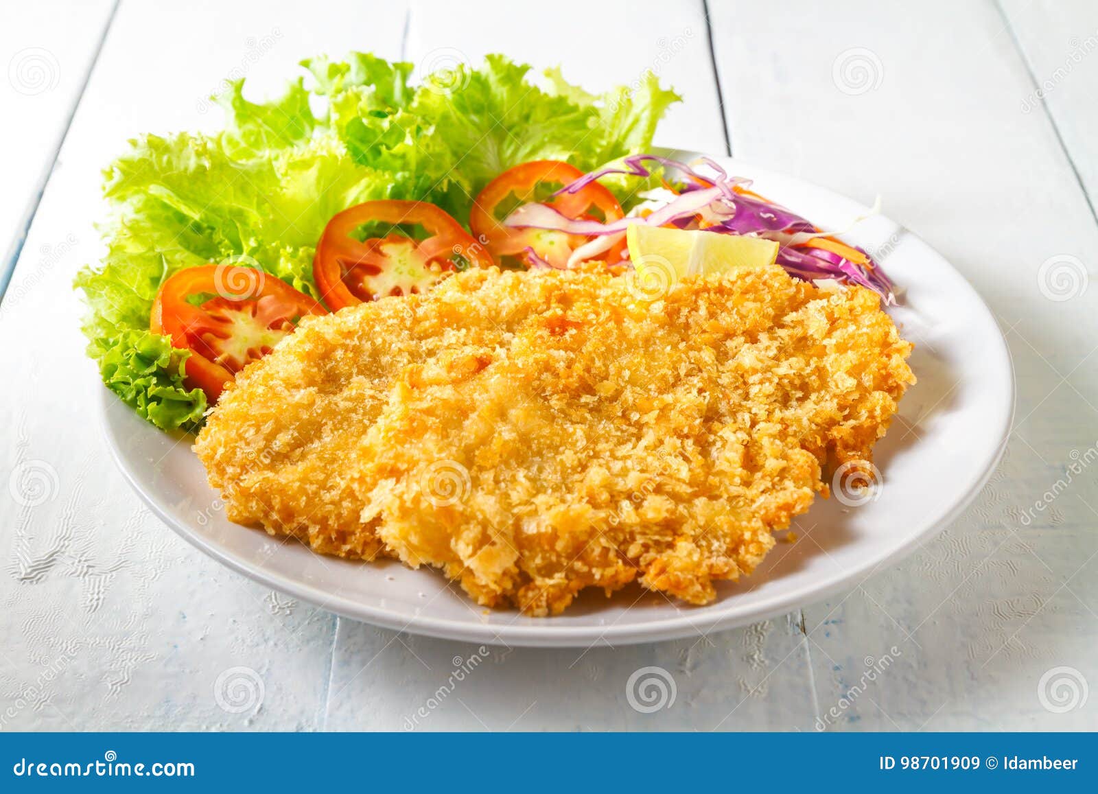Fried fish fillet stock image. Image of salad, cuisine - 98701909