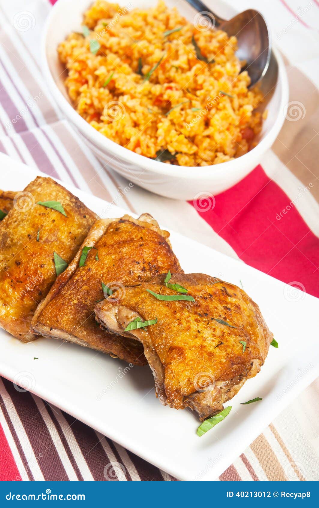 Crispy Fried Herbed Chicken Stock Photo - Image of plate, chicken: 40213012