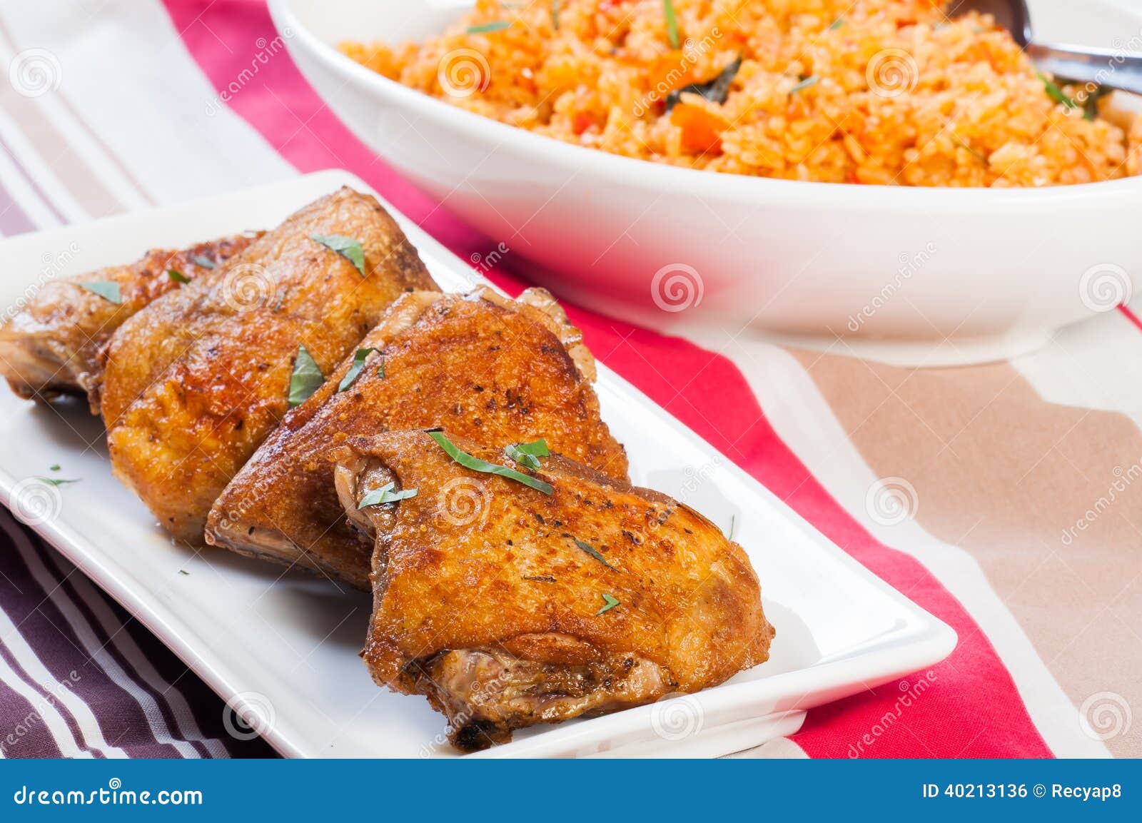 Crispy Fried Herbed Chicken Stock Photo - Image of crusted, cooking ...