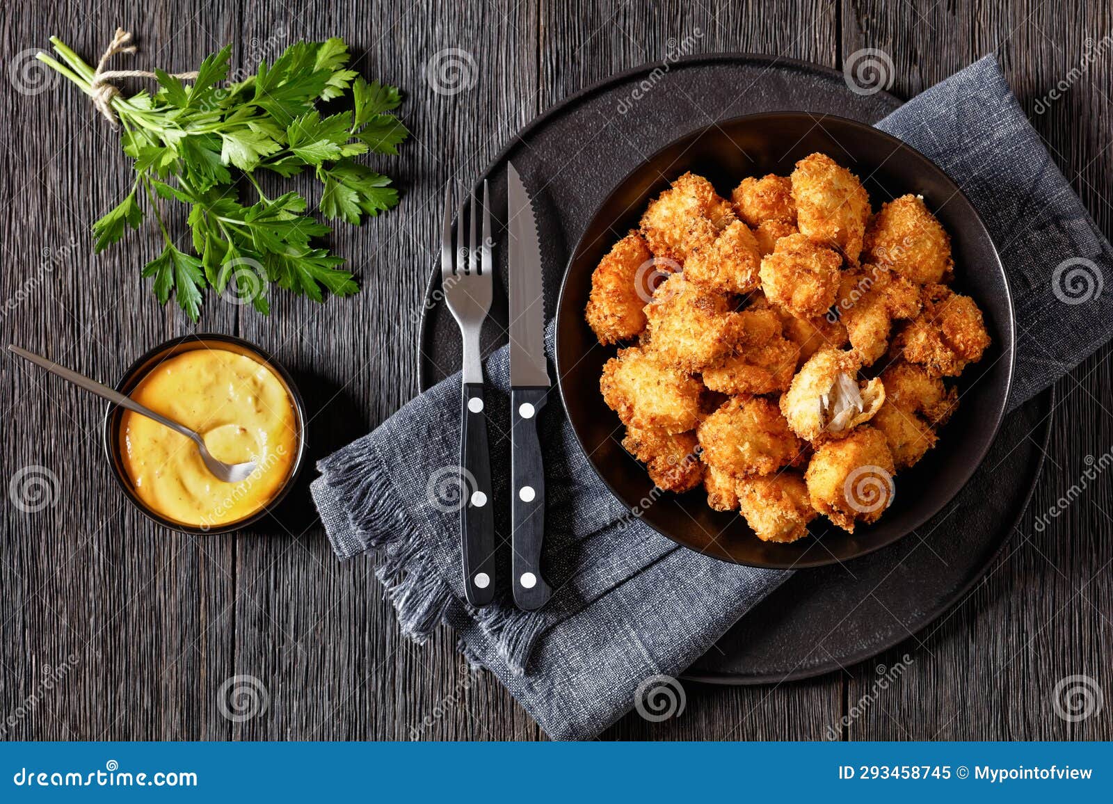 Crispy Fried Panko Breaded Chicken Bites In Bowl Stock Image Image Of