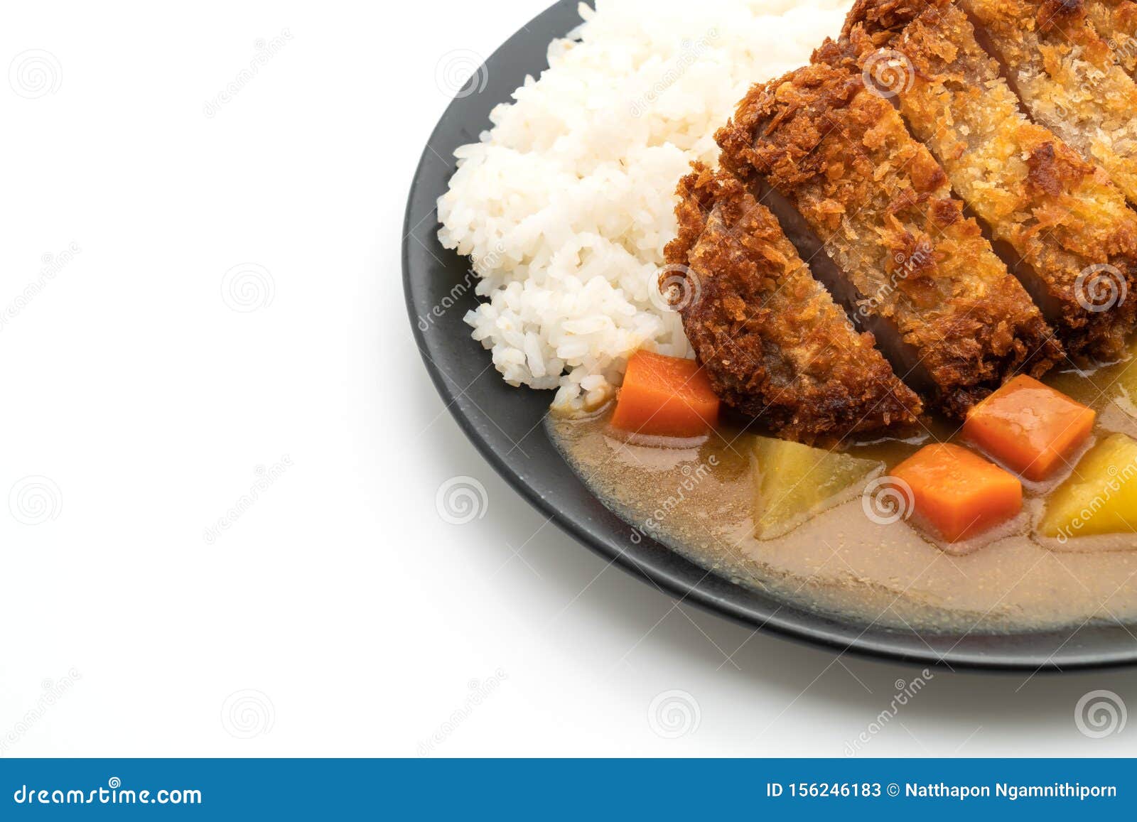 Crispy Fried Pork Cutlet with Curry and Rice Stock Image - Image of ...