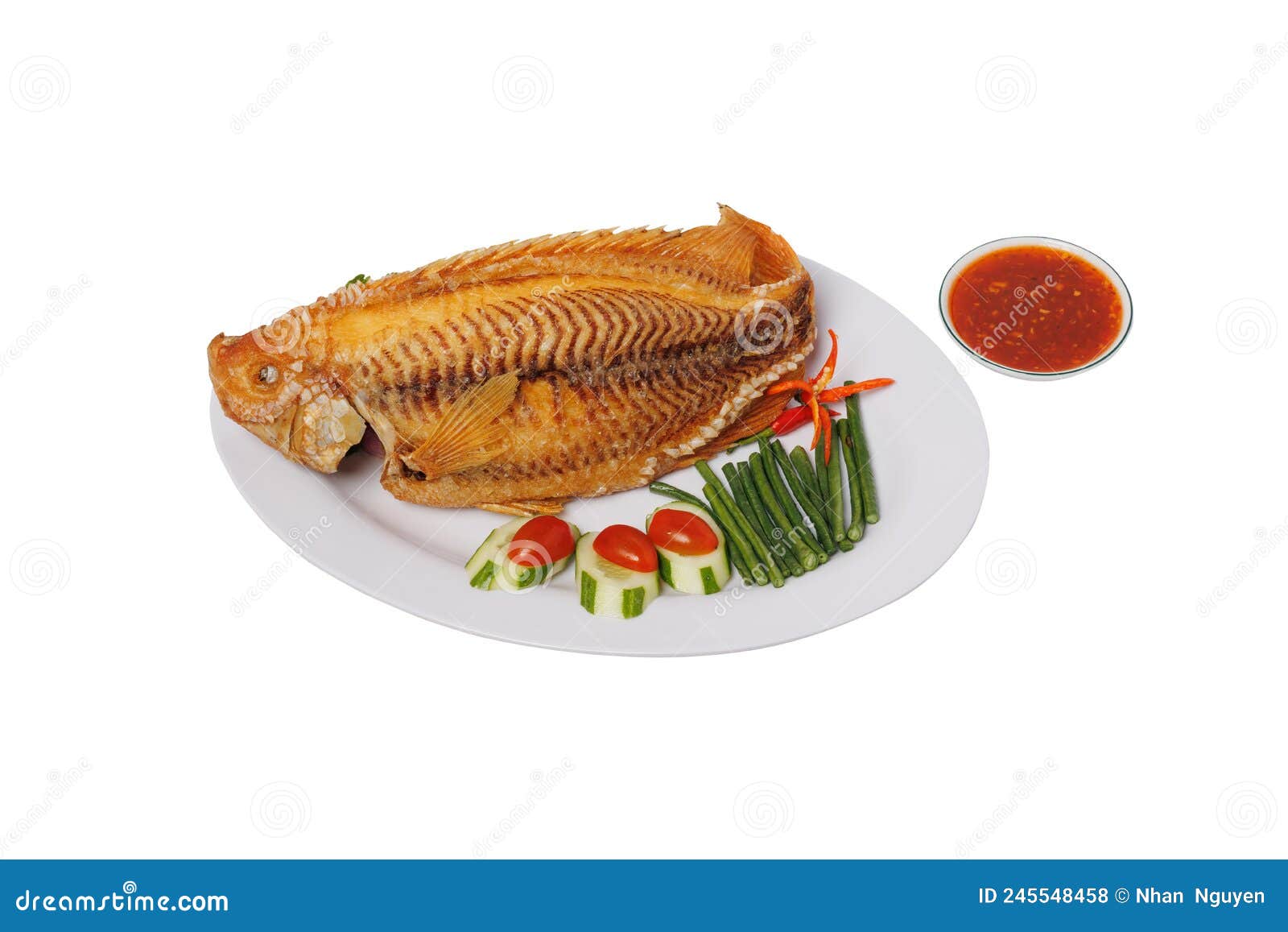 Crispy Fried Red Snapper Fish Stock Photo - Image of salad, lunch ...
