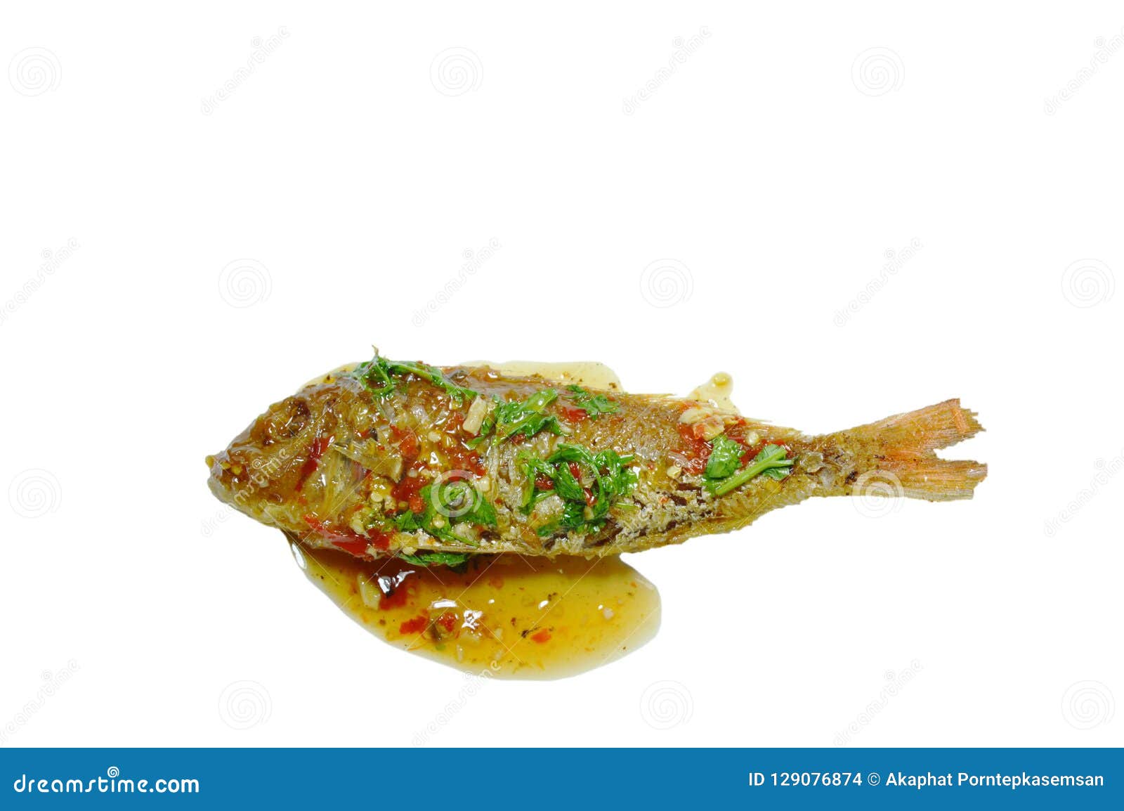 Crispy Fried Sharp Tooth Snapper Dressing with Sweet Chili Sauce on ...