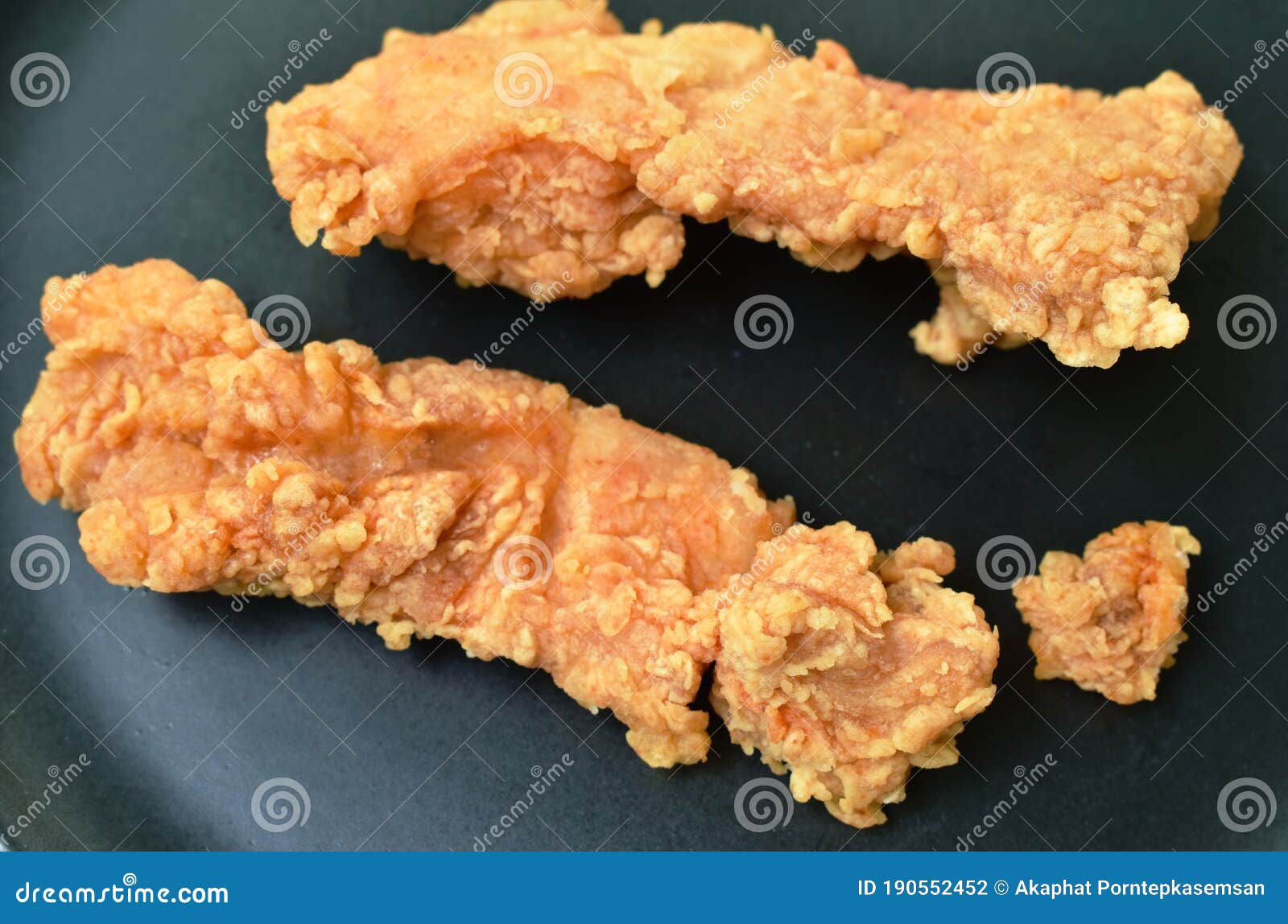 Crispy Fried Slice Chicken Meat Arranging on Plate Stock Photo - Image ...