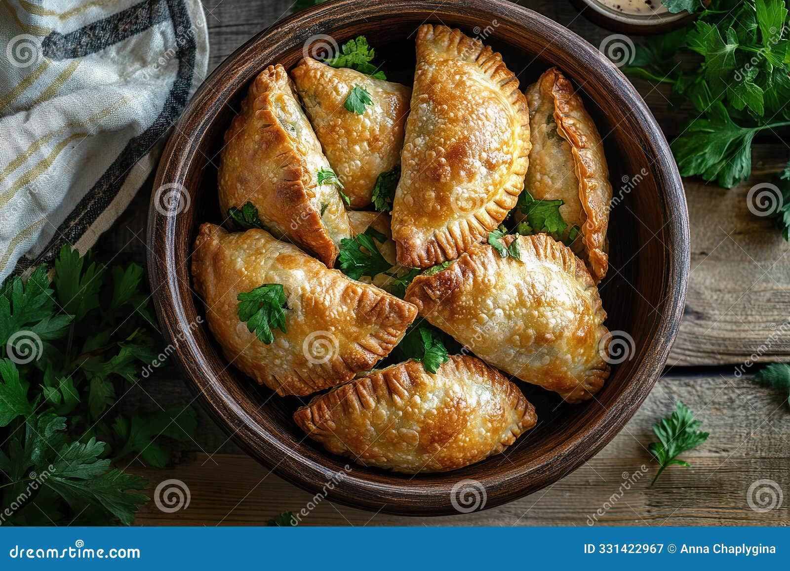 Crispy Fried Vegetable Samosas Served on Table, Top View Stock Image ...