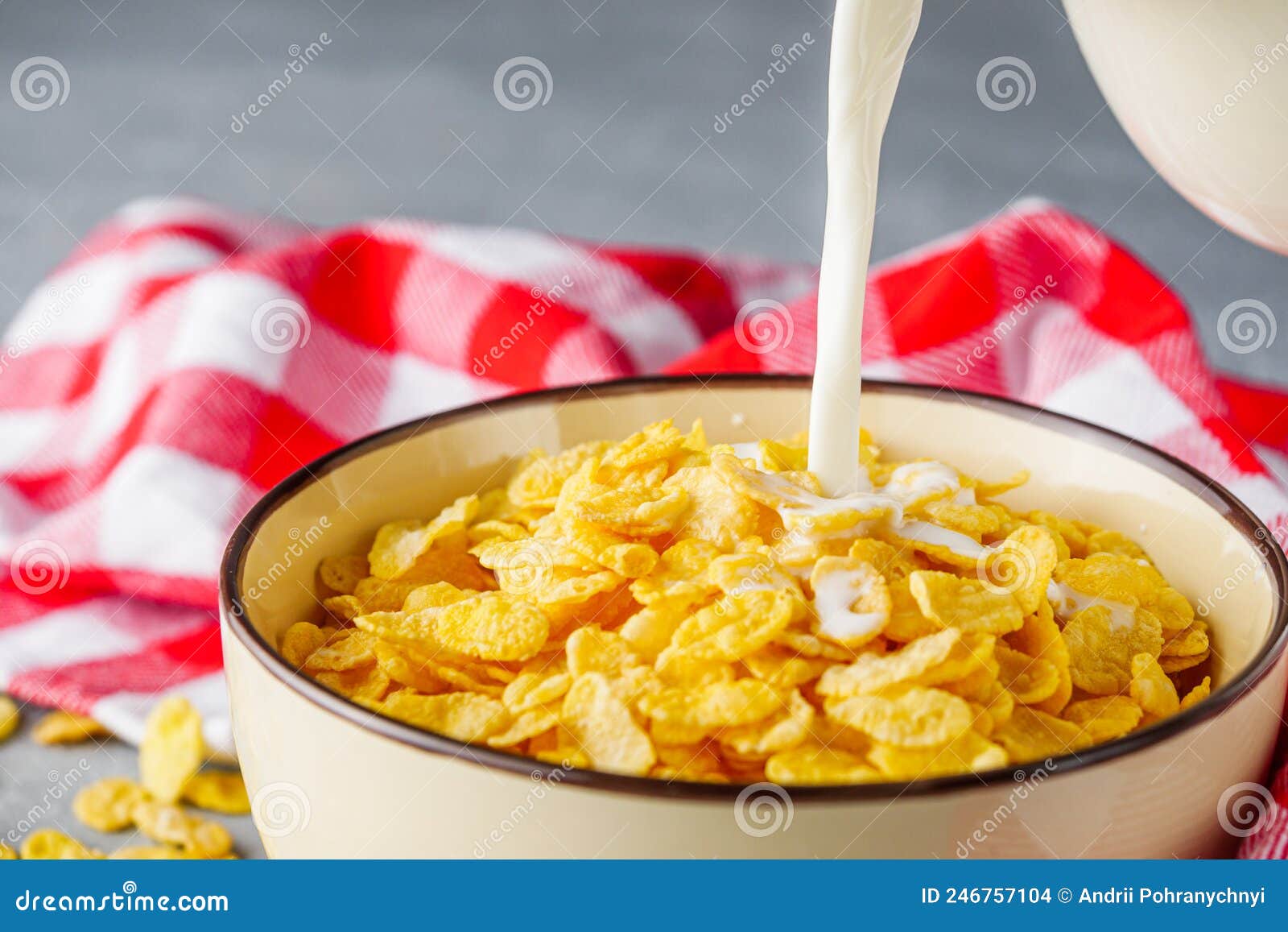 Crispy Golden Cornflakes on a Gray Concrete Background Stock Photo ...