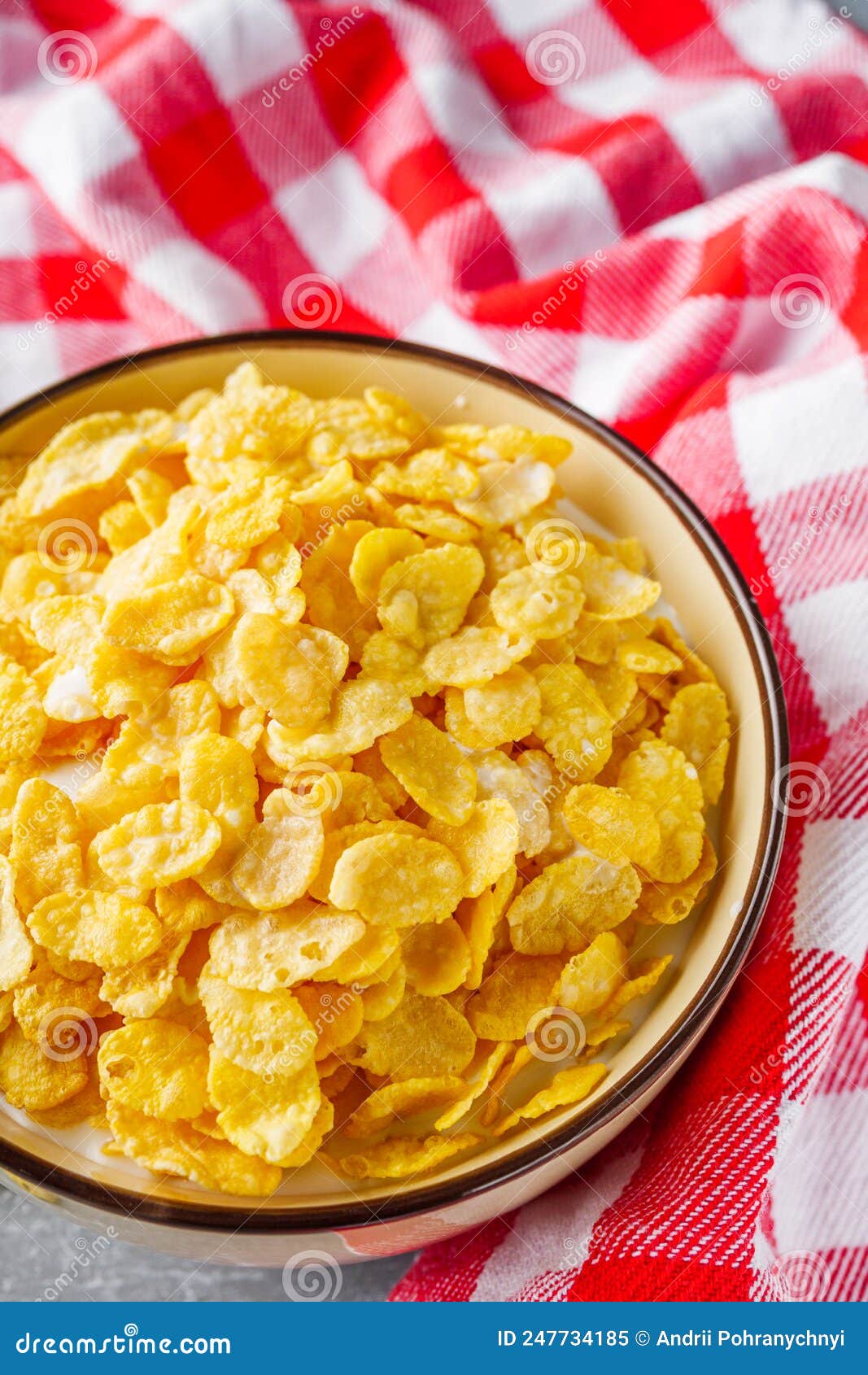 Crispy Golden Cornflakes on a Gray Concrete Background Stock Image ...