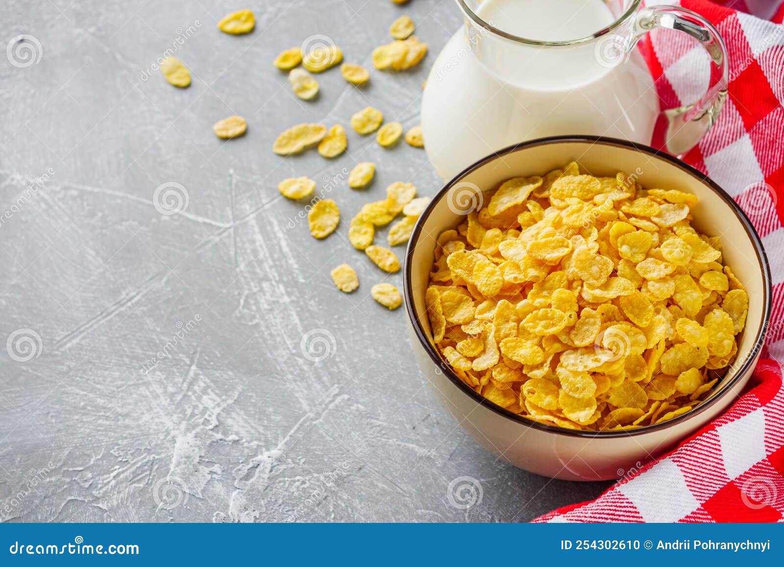 Crispy Golden Cornflakes on a Gray Concrete Background Stock Photo ...