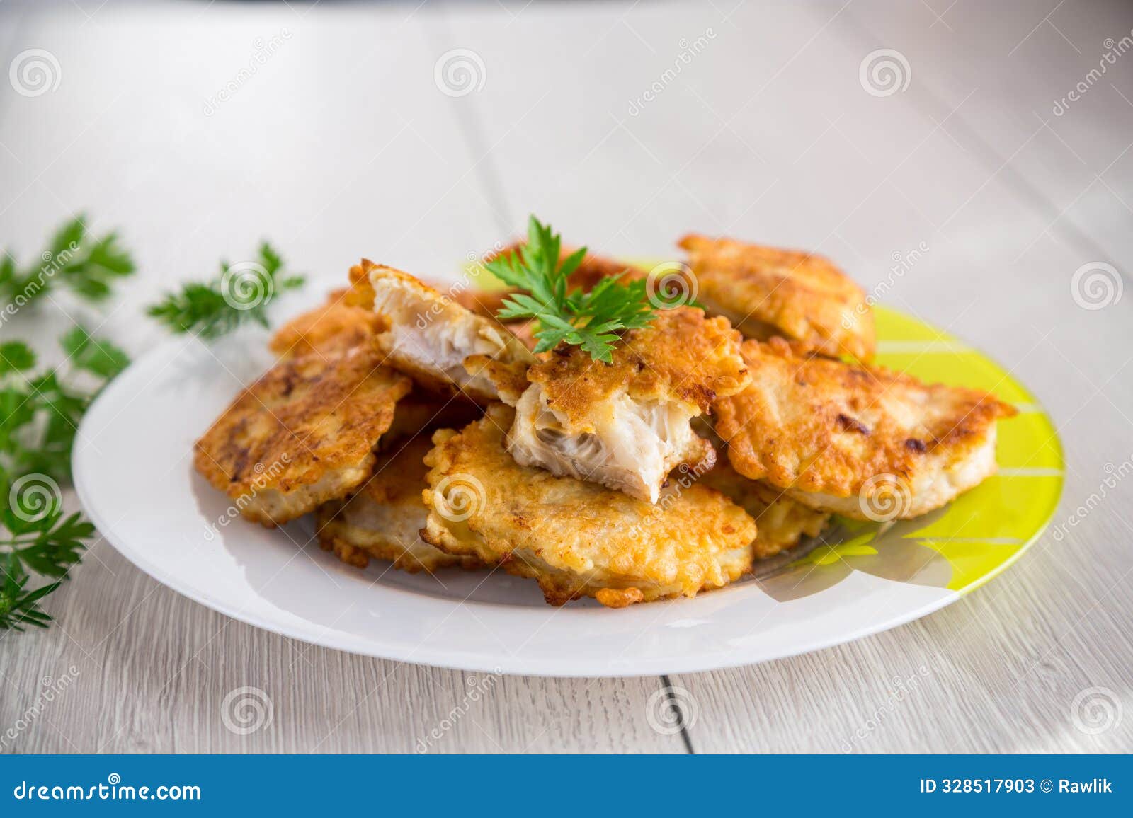 Crispy Golden Fish Fillet Fried in Batter Stock Image - Image of ...