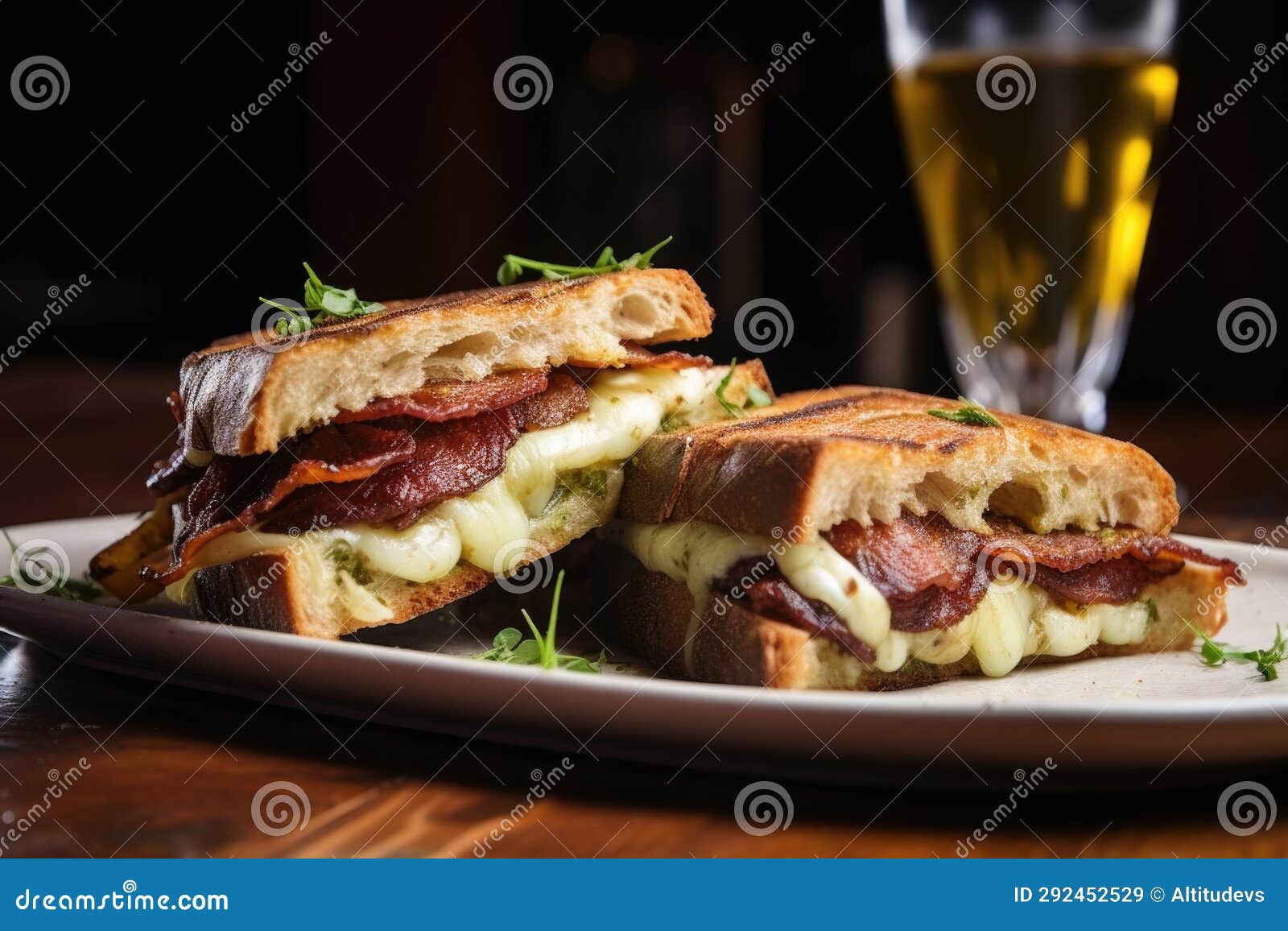 Crispy Grilled Sandwich with Bacon and Melted Brie, Pressed by a Brick ...