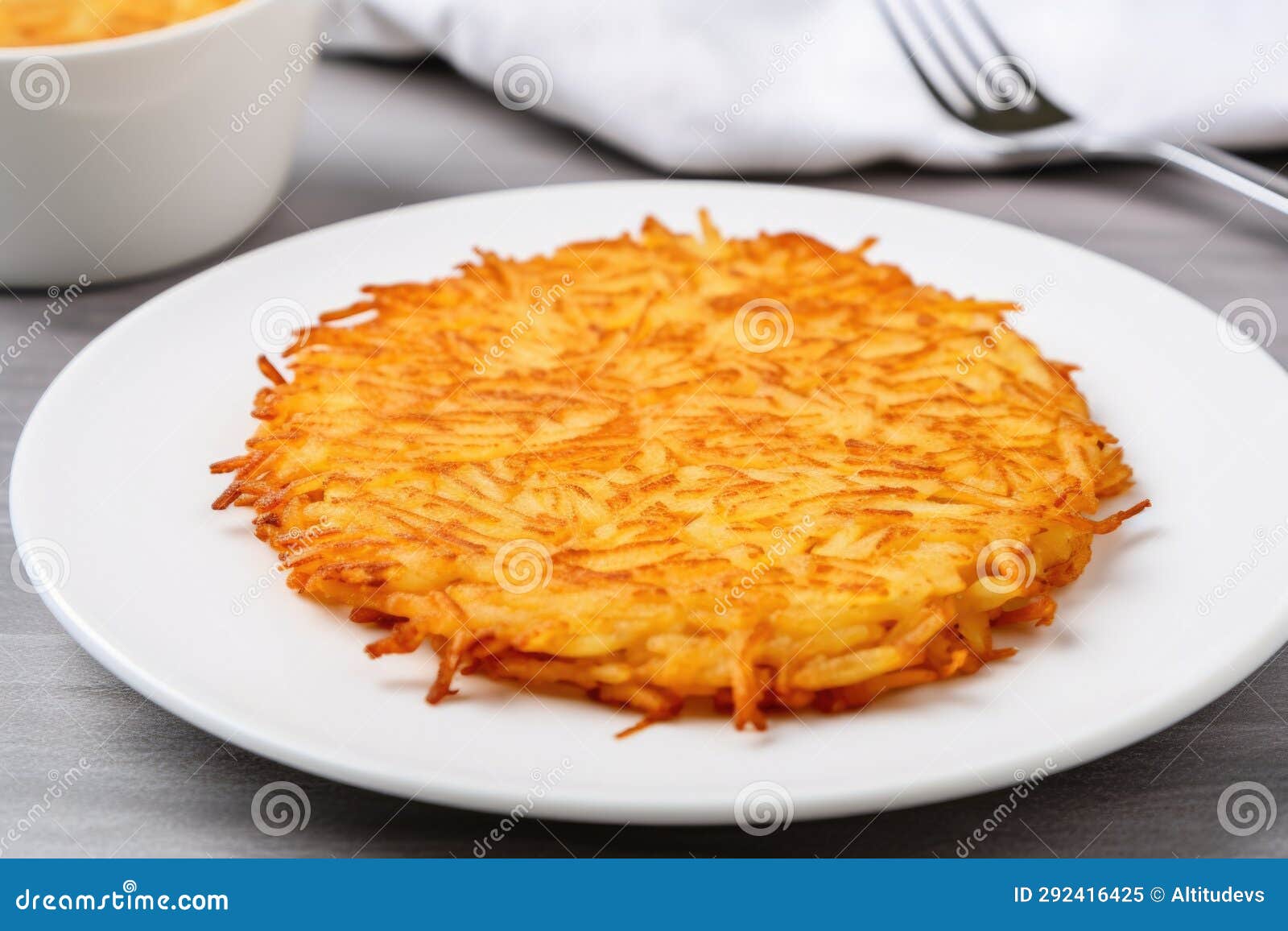 A Crispy Hash Brown on a Clean White Plate Stock Image - Image of hash ...