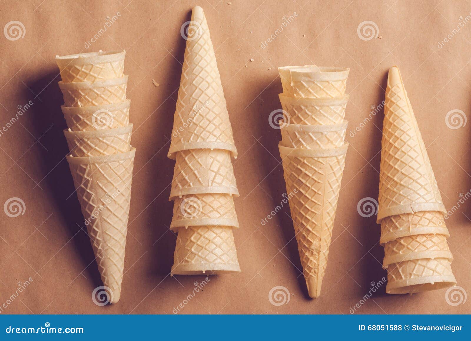 Crispy Ice Cream Cone Stacks Stock Photos - Free & Royalty-Free Stock ...