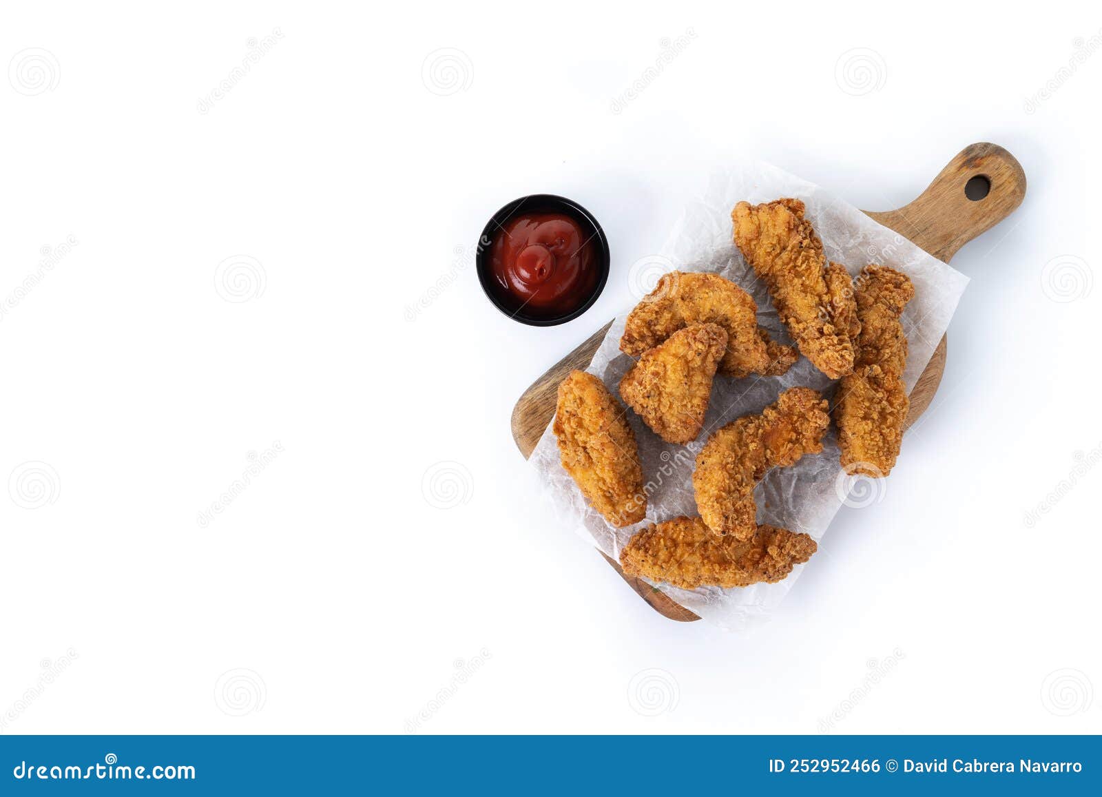 Crispy Kentucky Fried Chicken on Cutting Board Isolated on White ...