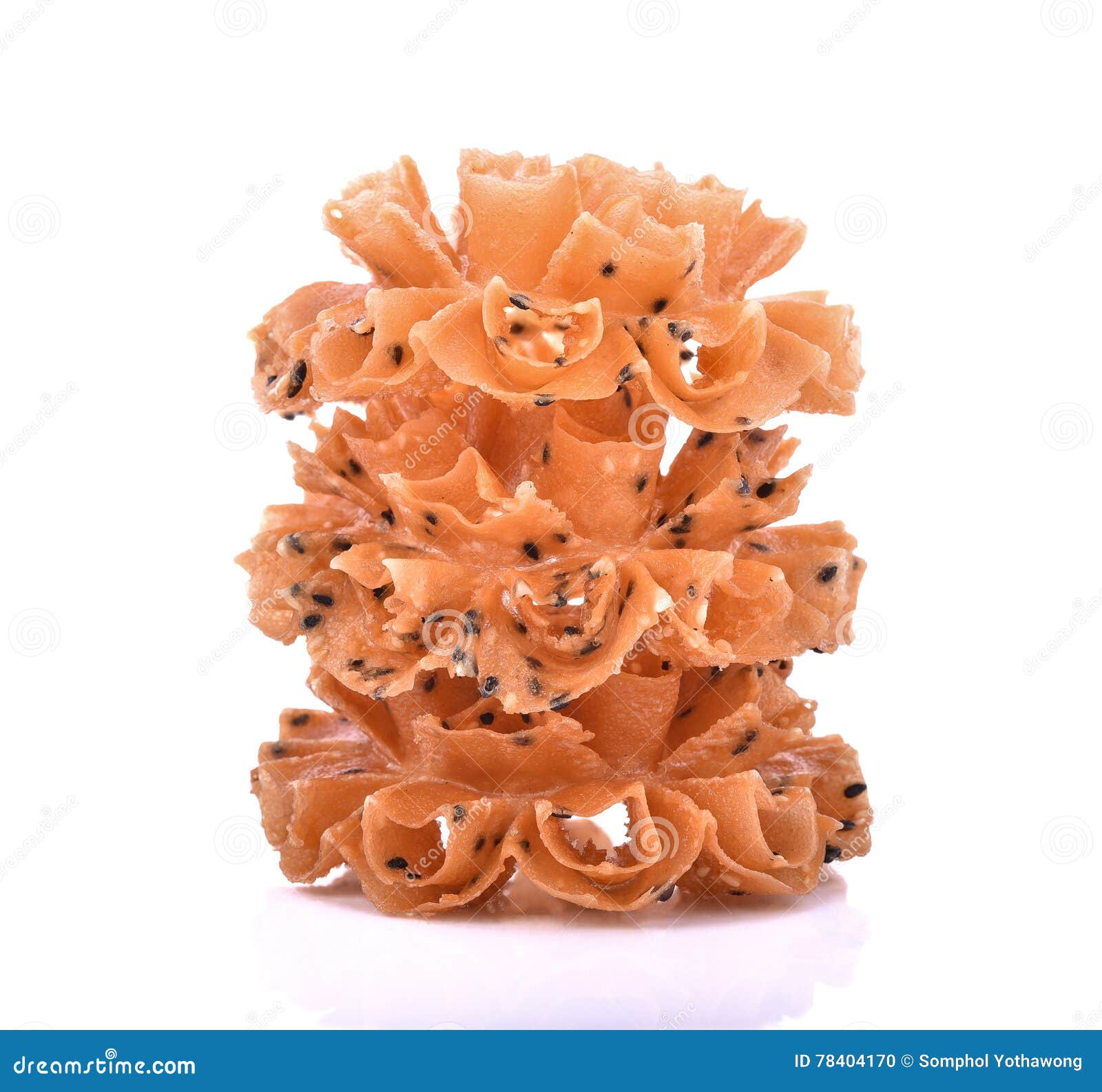 Crispy Lotus Blossom Cookie,Thai Cookies ,isolate on White Backg Stock ...