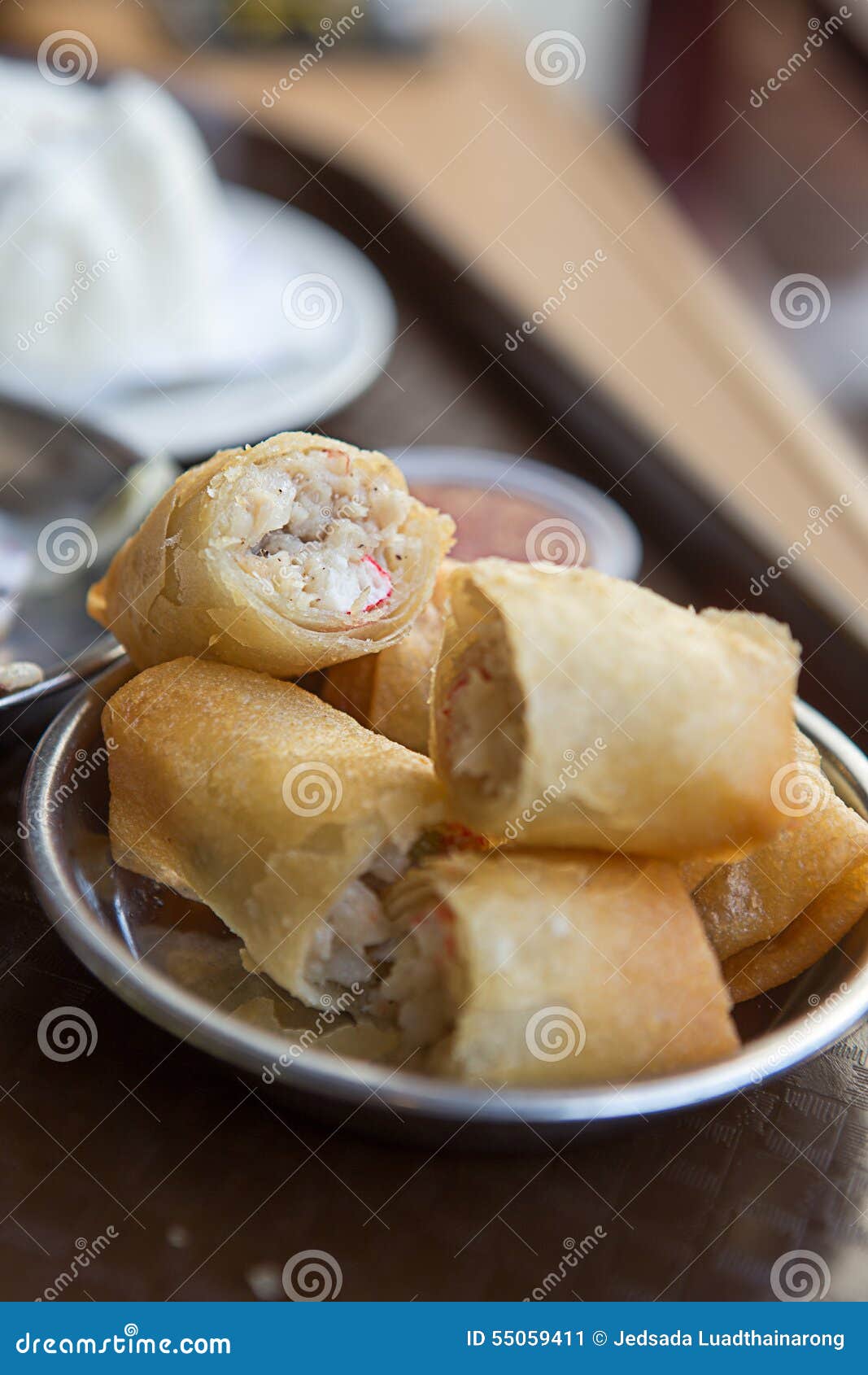 Crispy Meat Crab Spring Rolls Stock Image - Image of food, asian: 55059411