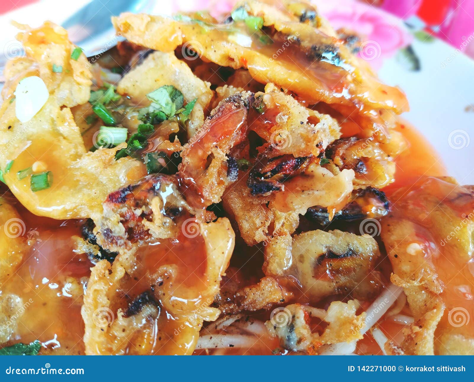 Crispy Oyster Omelette or Oysters Fried in Egg Batter Stock Photo ...