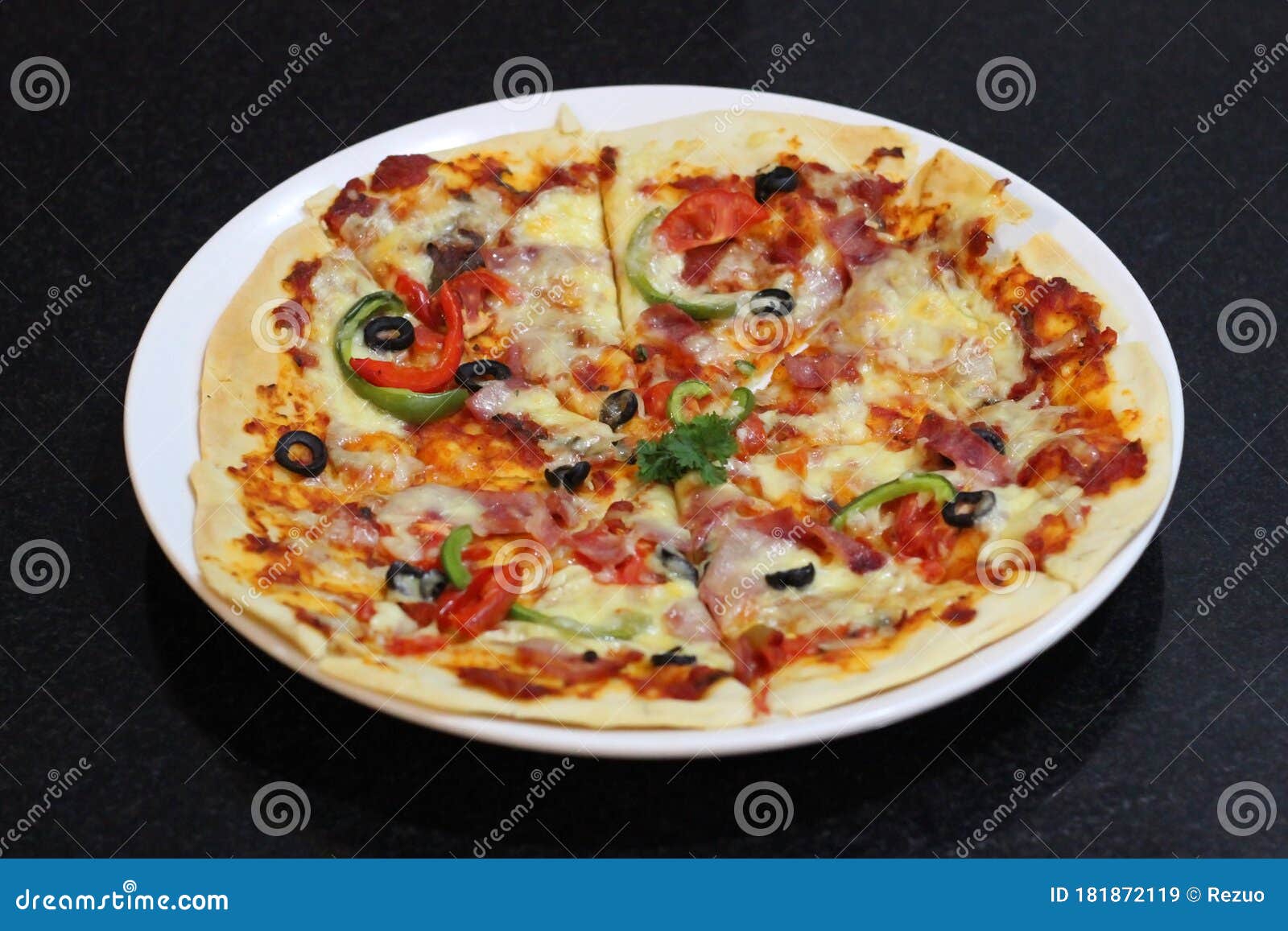 Crispy Pizza stock image. Image of fast, crust, commercial - 181872119