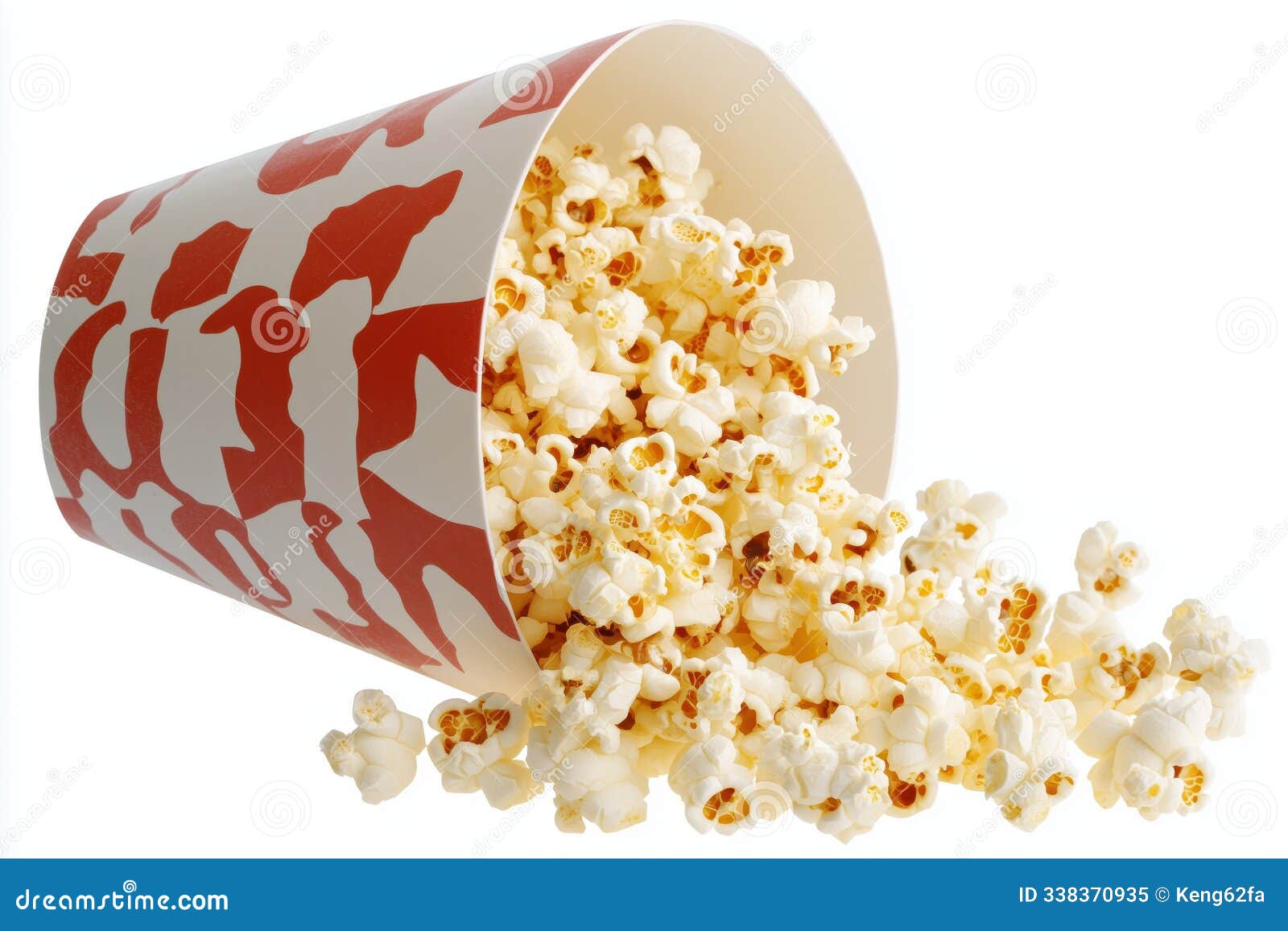 Crispy Popcorn Spilling from Red and White Container, Creating Fun ...