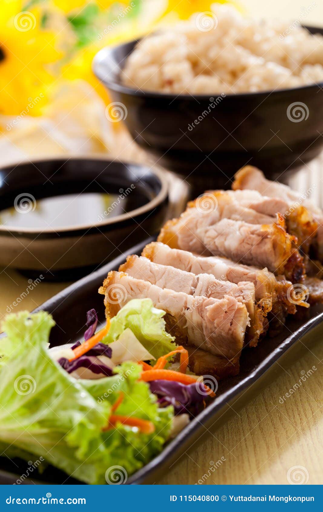 Crispy pork stock photo. Image of crispy, chinese, rice - 115040800