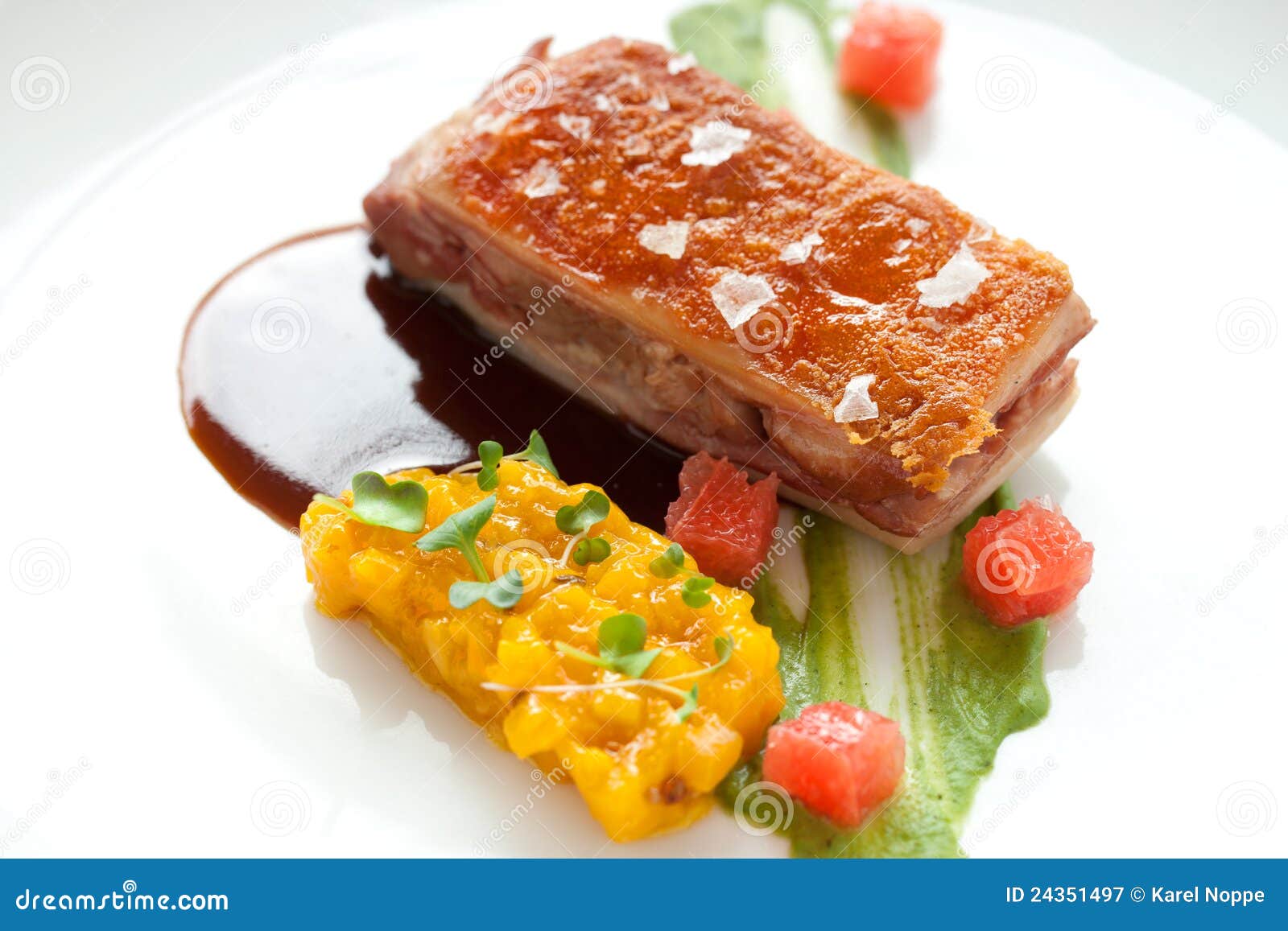 Crispy Pork Fillet with Mango Chutney. Stock Image - Image of cook ...