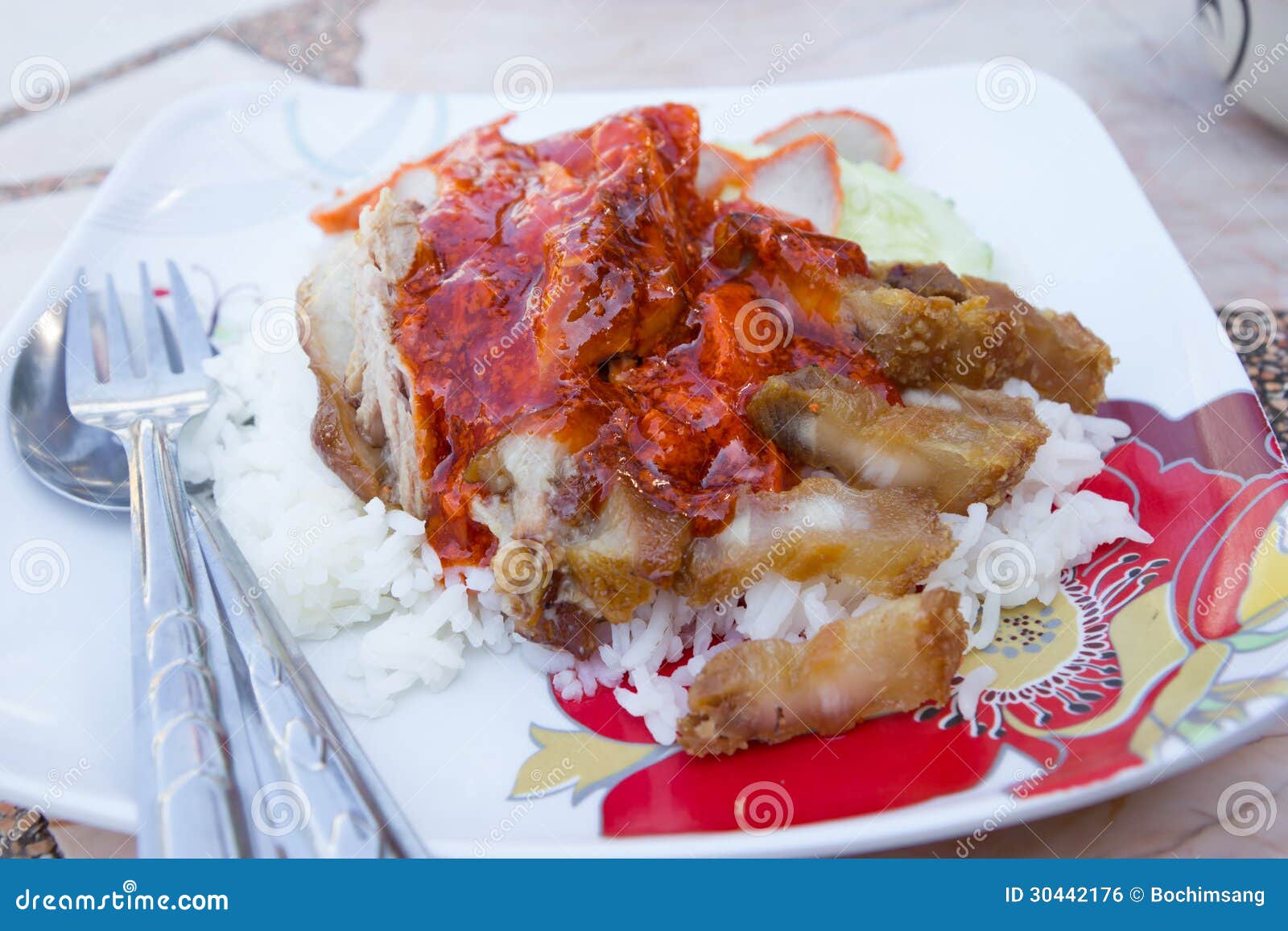 Crispy pork with rice stock photo. Image of gourmet, recipe - 30442176