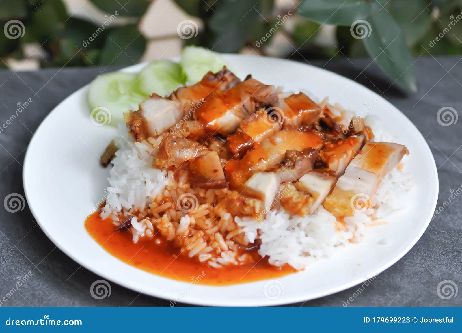 Crispy Pork with Rice, Rice Topped with Crispy Pork and Sauce Stock ...