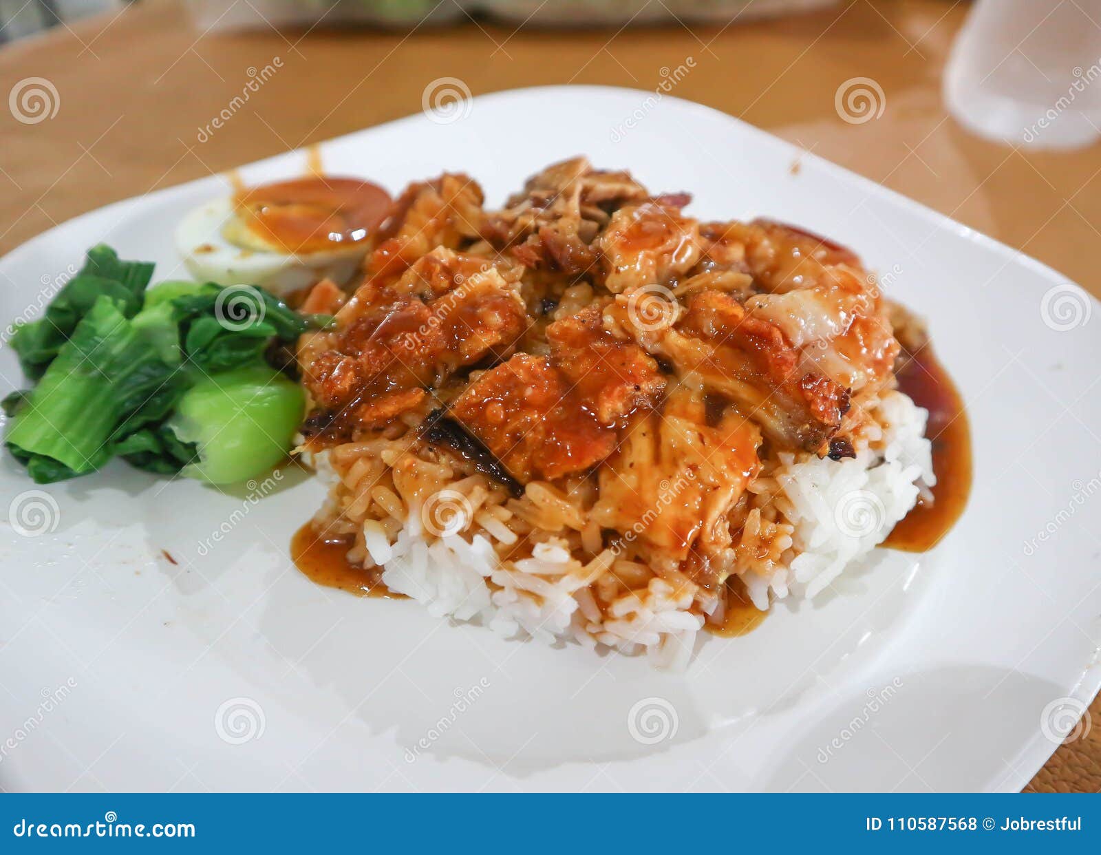 Crispy Pork with Rice or Rice Topped with Crispy Pork Stock Photo ...