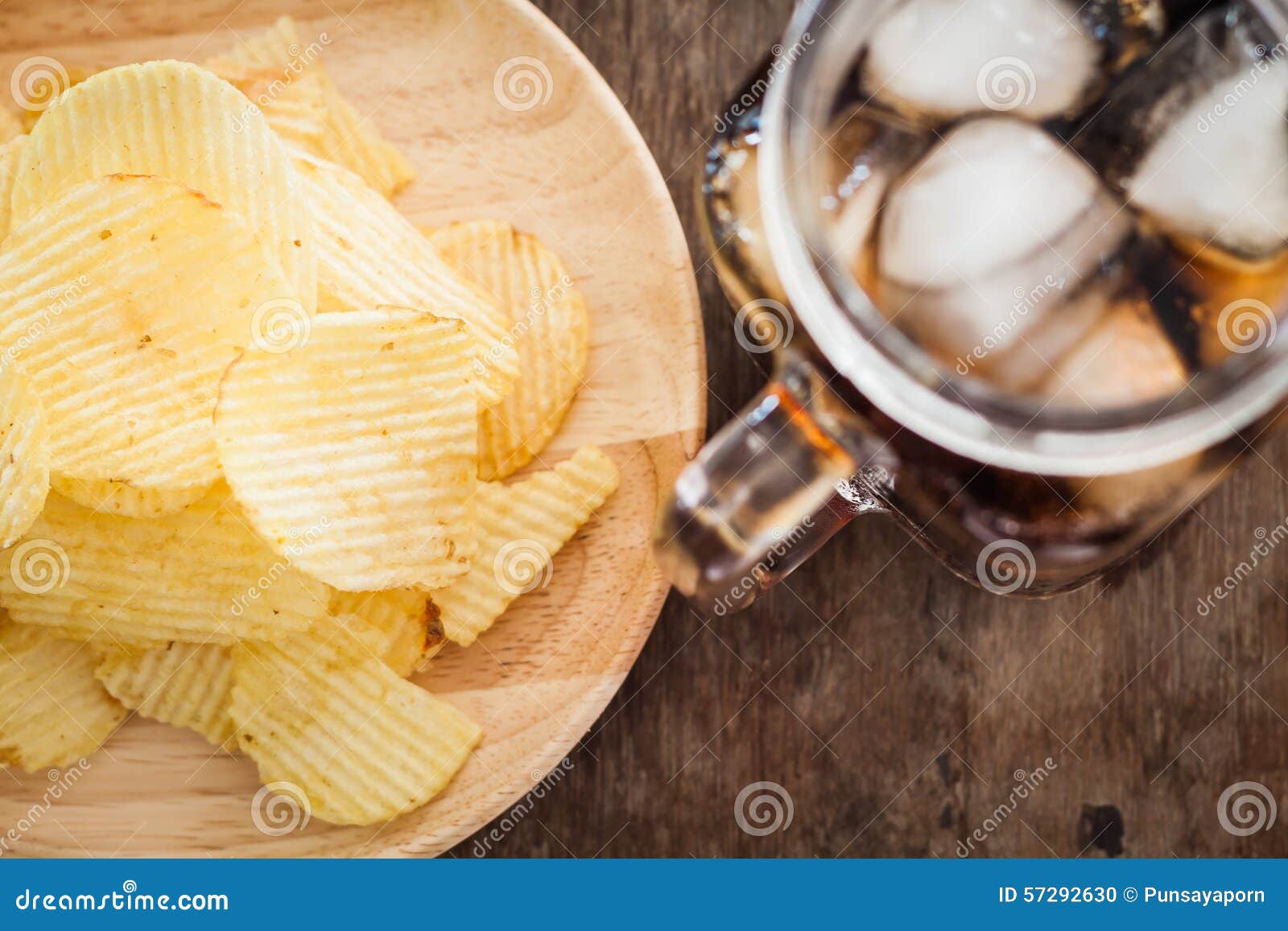 Crispy Potato Chips with Iced Cola Stock Photo - Image of crunchy ...