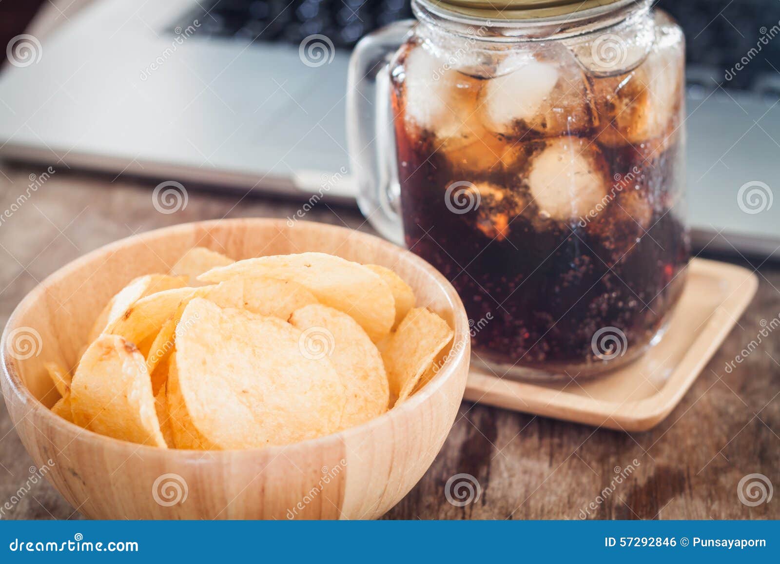 Crispy Potato Chips with Iced Cola Stock Photo - Image of fries, cola ...