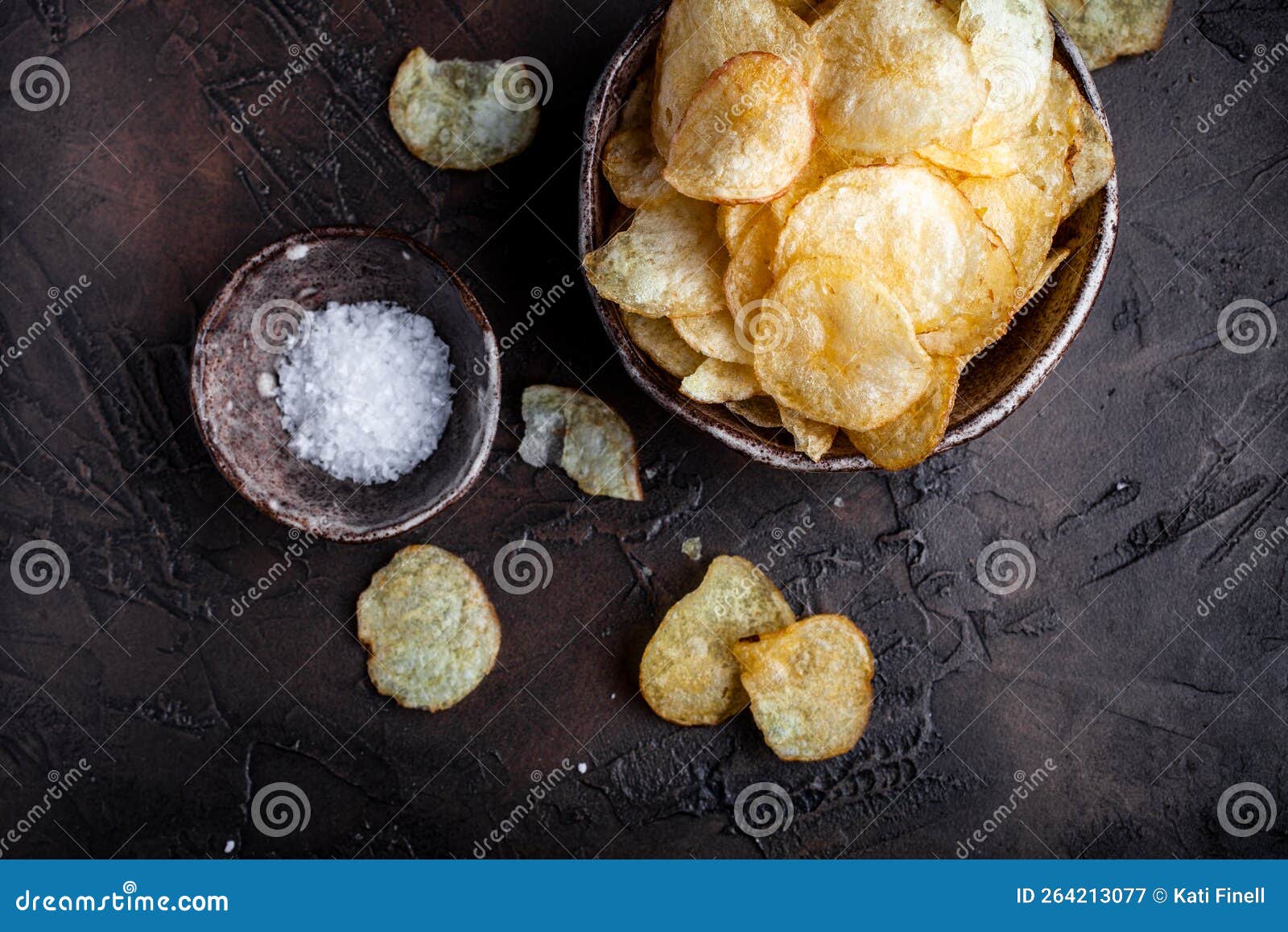 Crispy Potato Chips with Salt Stock Image - Image of root, domestic ...