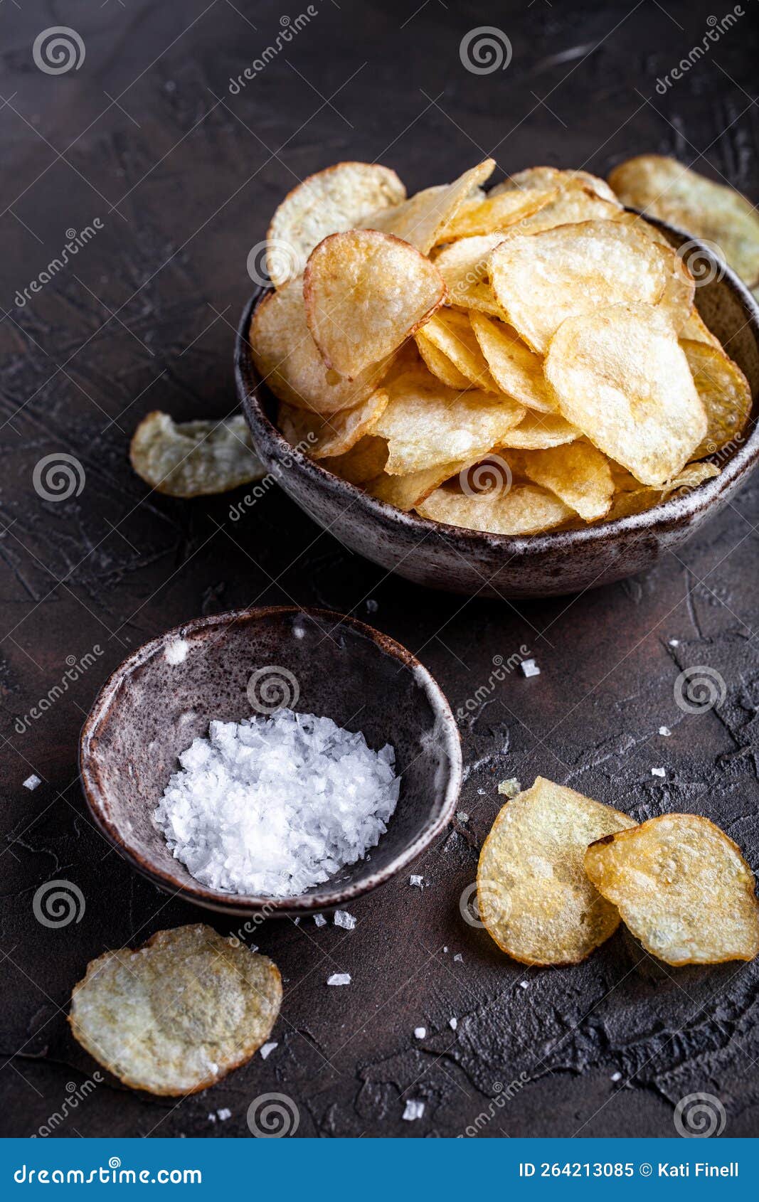 Crispy Potato Chips with Salt Stock Image - Image of root, potato ...