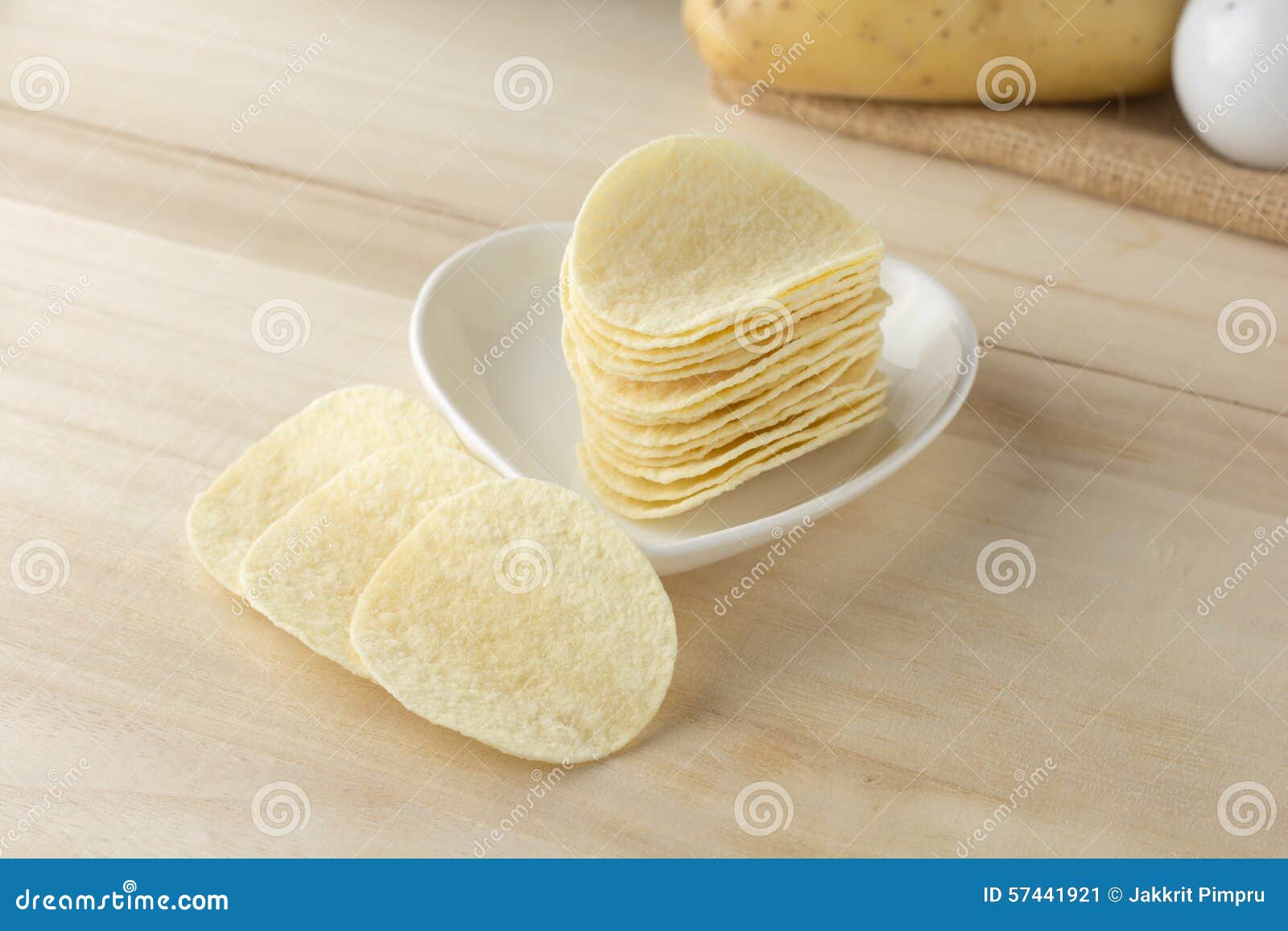Crispy Potato Chips in White Dish Stock Image - Image of potato ...