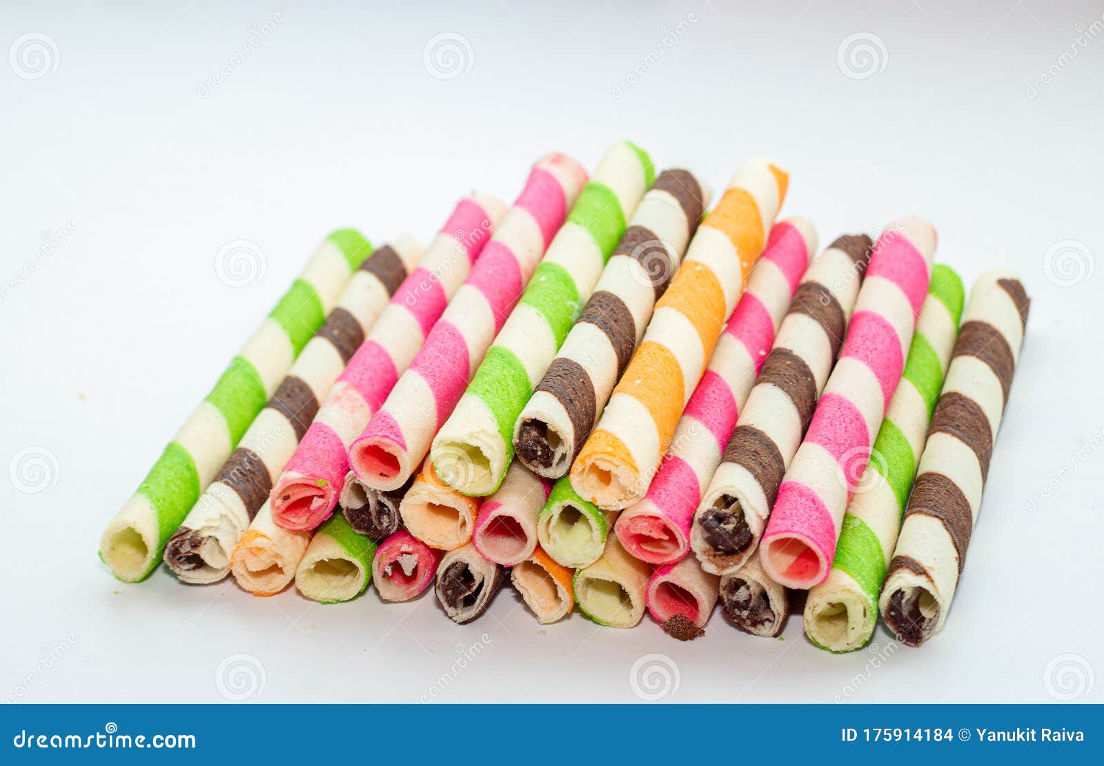 Crispy Rainbow Snack Roll with Mix Flavour Stock Photo - Image of ...