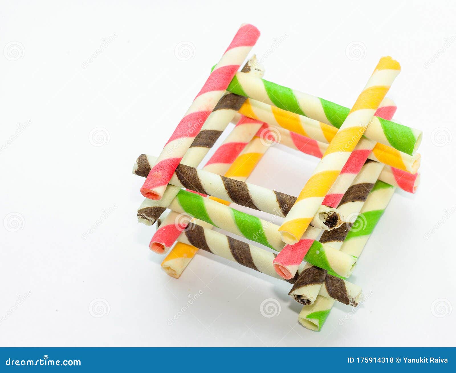 Crispy Rainbow Snack Roll with Mix Flavour Stock Photo - Image of roll ...