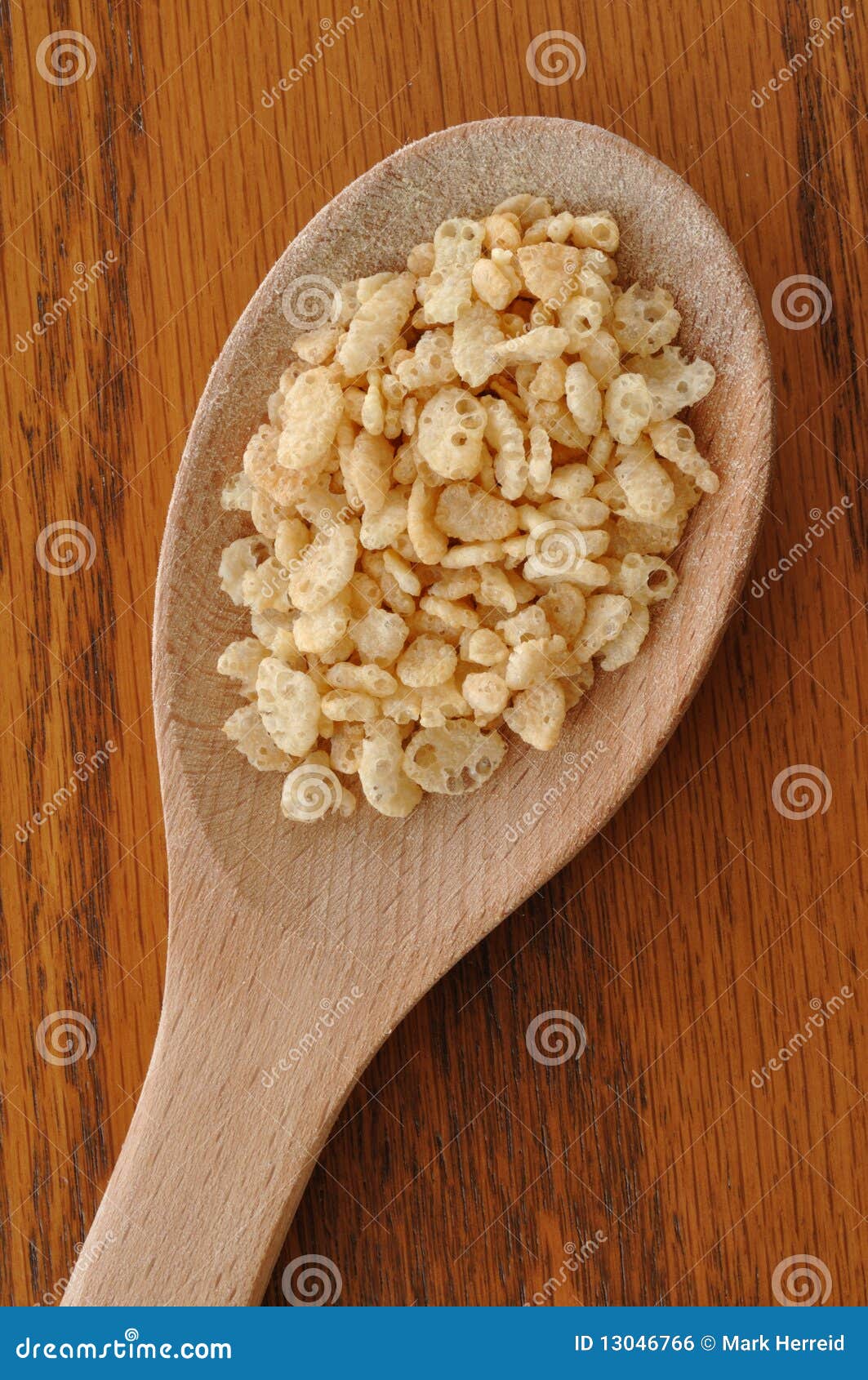 Crispy Rice Cereal on Wooden Spoon Stock Photo - Image of copy, cooking ...