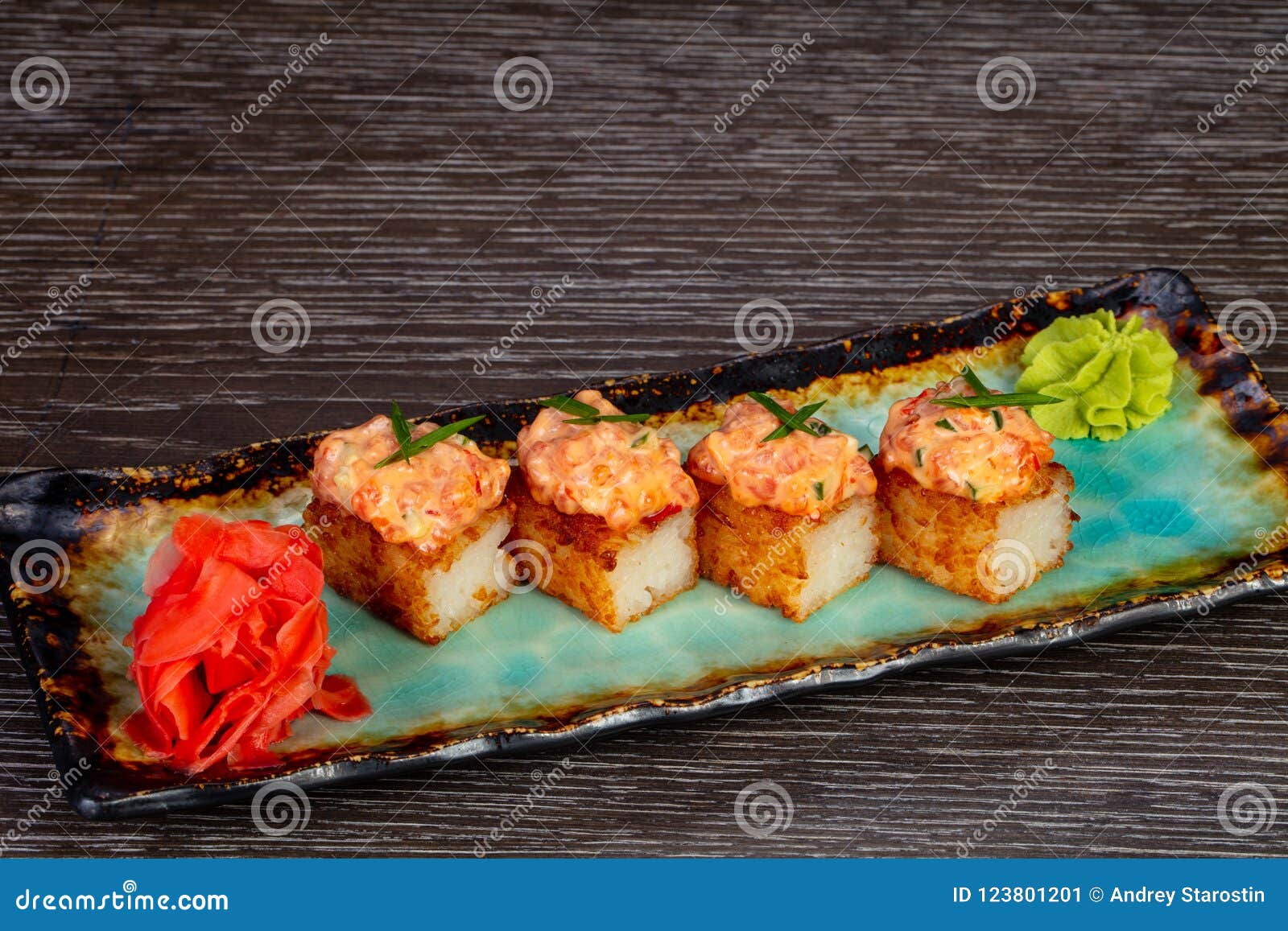 Crispy rice roll stock image. Image of menu, stick, green - 123801201