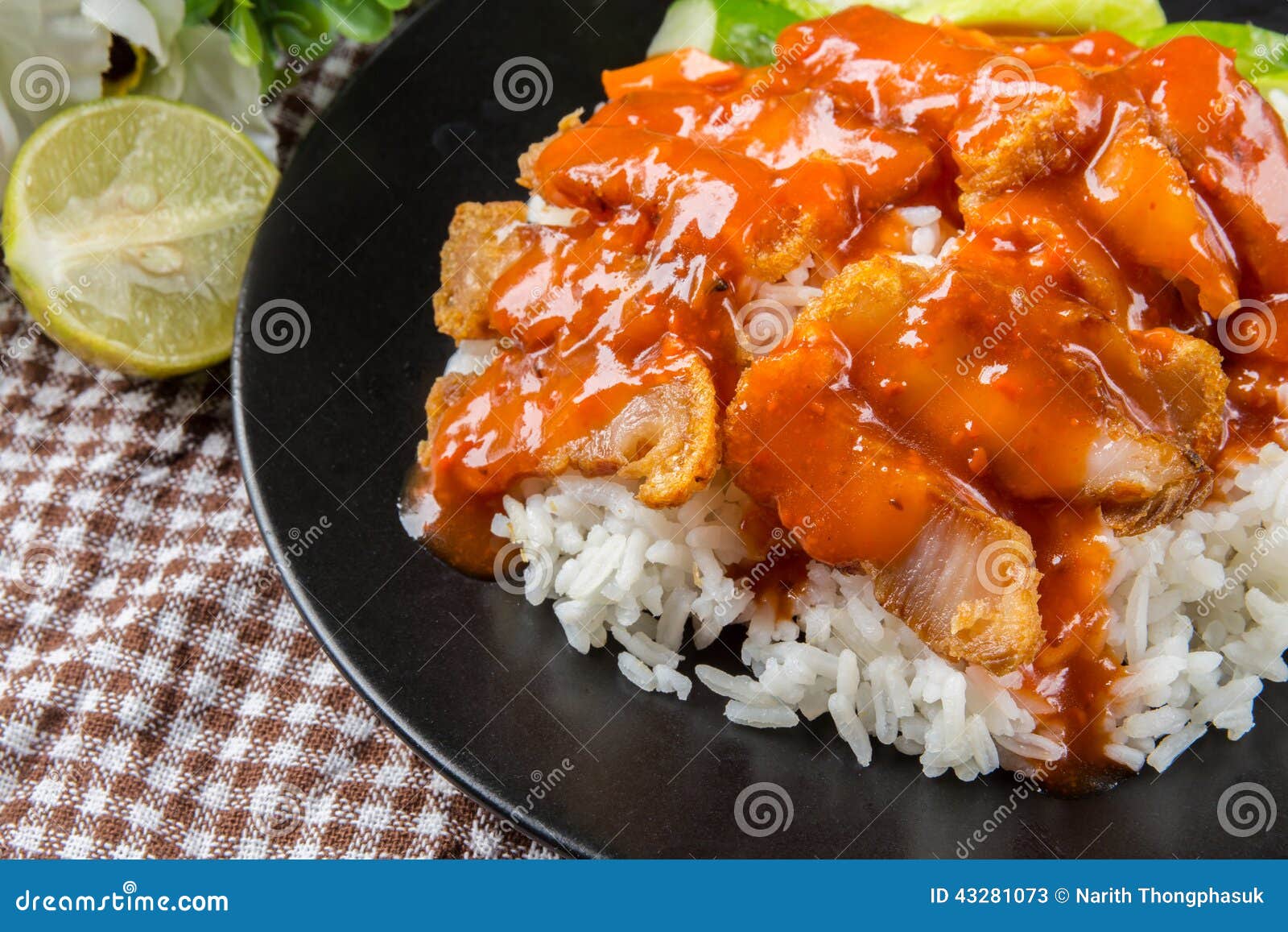 Crispy Roasted Belly Pork Chinese Style and Rice Stock Image - Image of ...